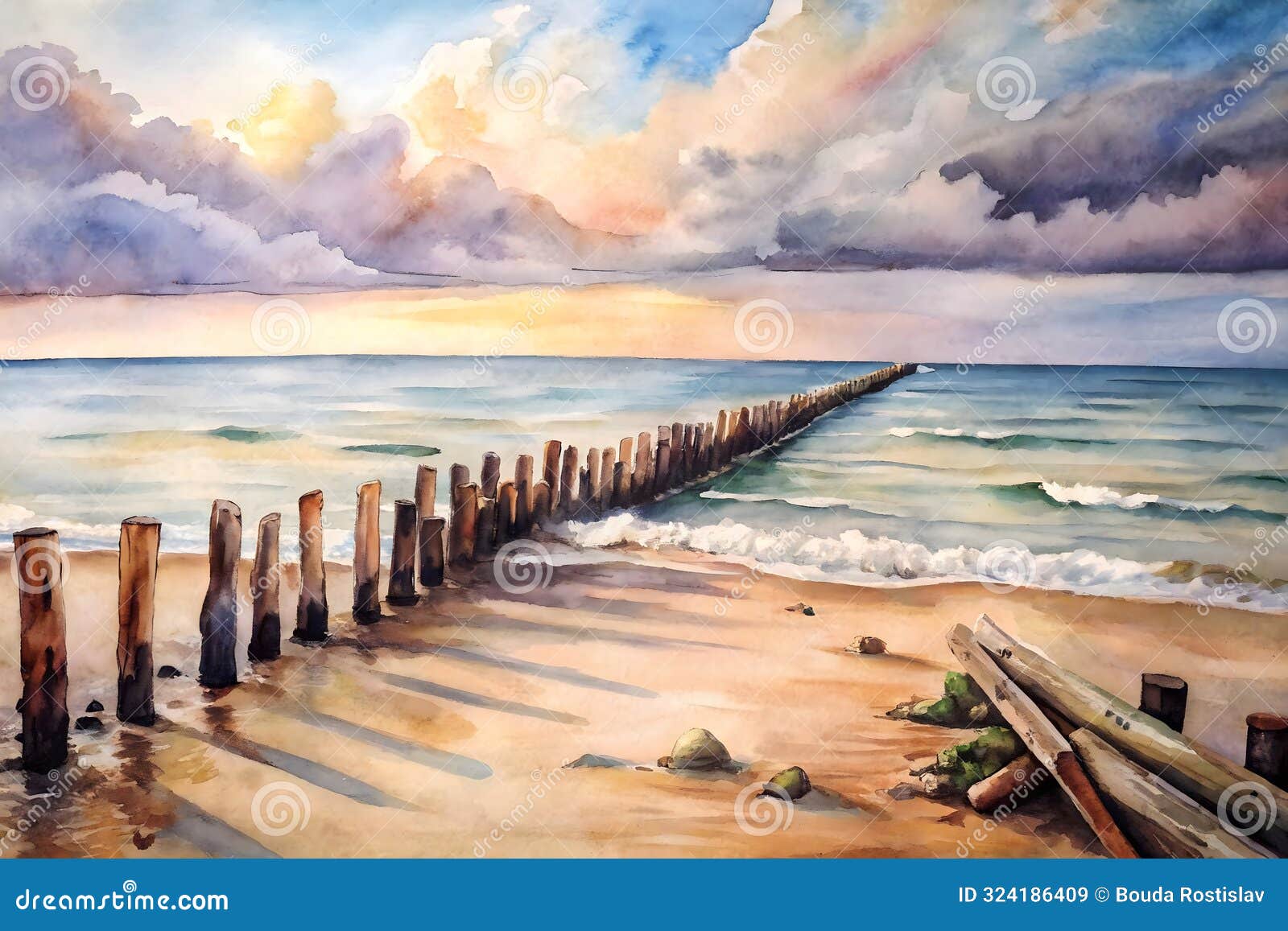 Sea Waves And Clouds. Horizontal Seamless Landscap Vector Illustration ... Sea Waves And Clouds. Horizontal Seamless Landscap Vector Illustration ...