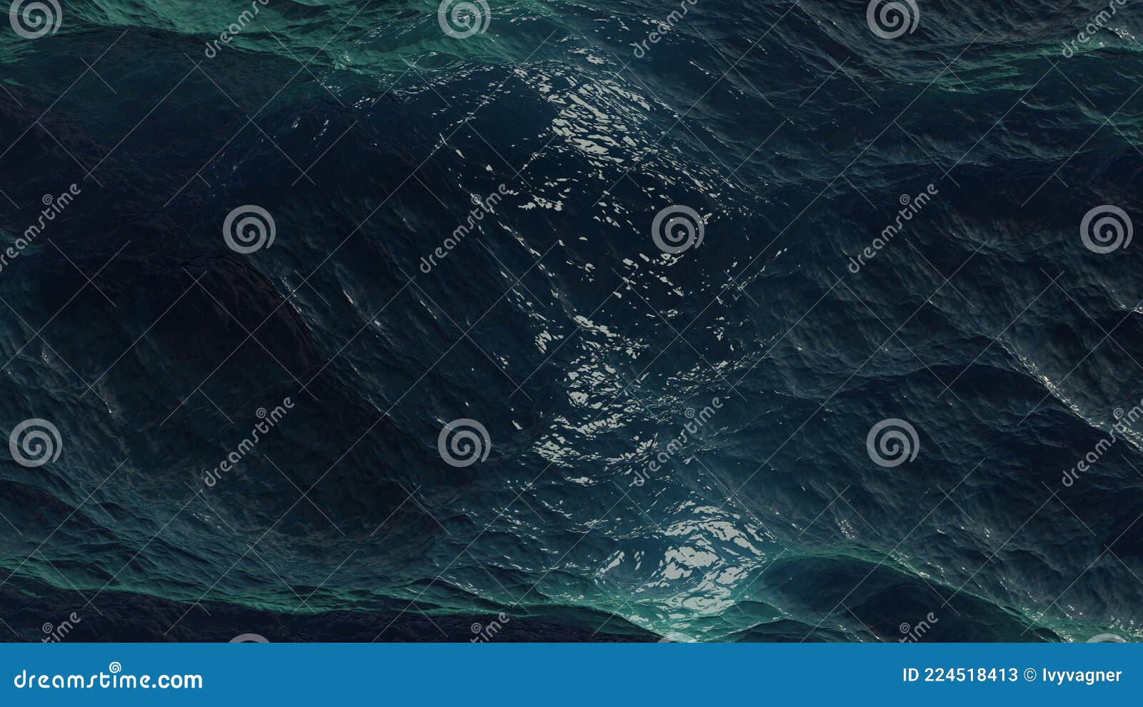 Seascape. Waves in Ocean. Realistic 3D Stock Illustration ...