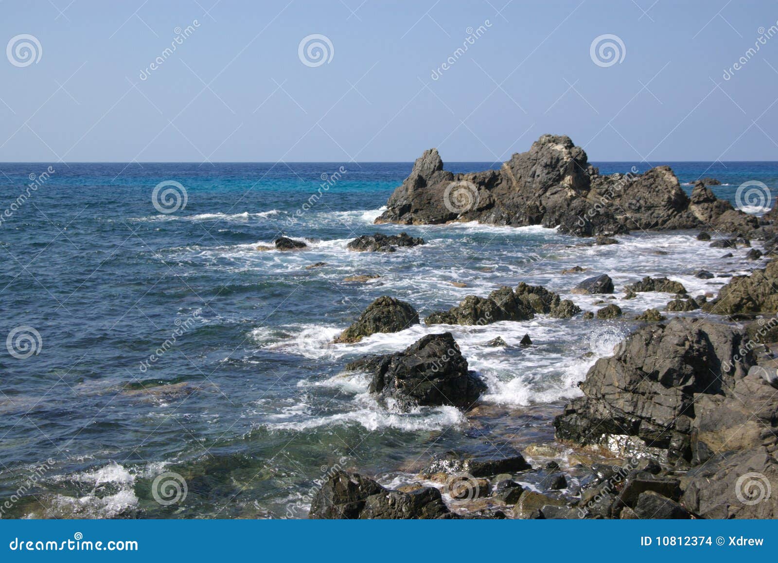Seascape with Waves and Rocks Stock Photo - Image of horizon, ocean ...