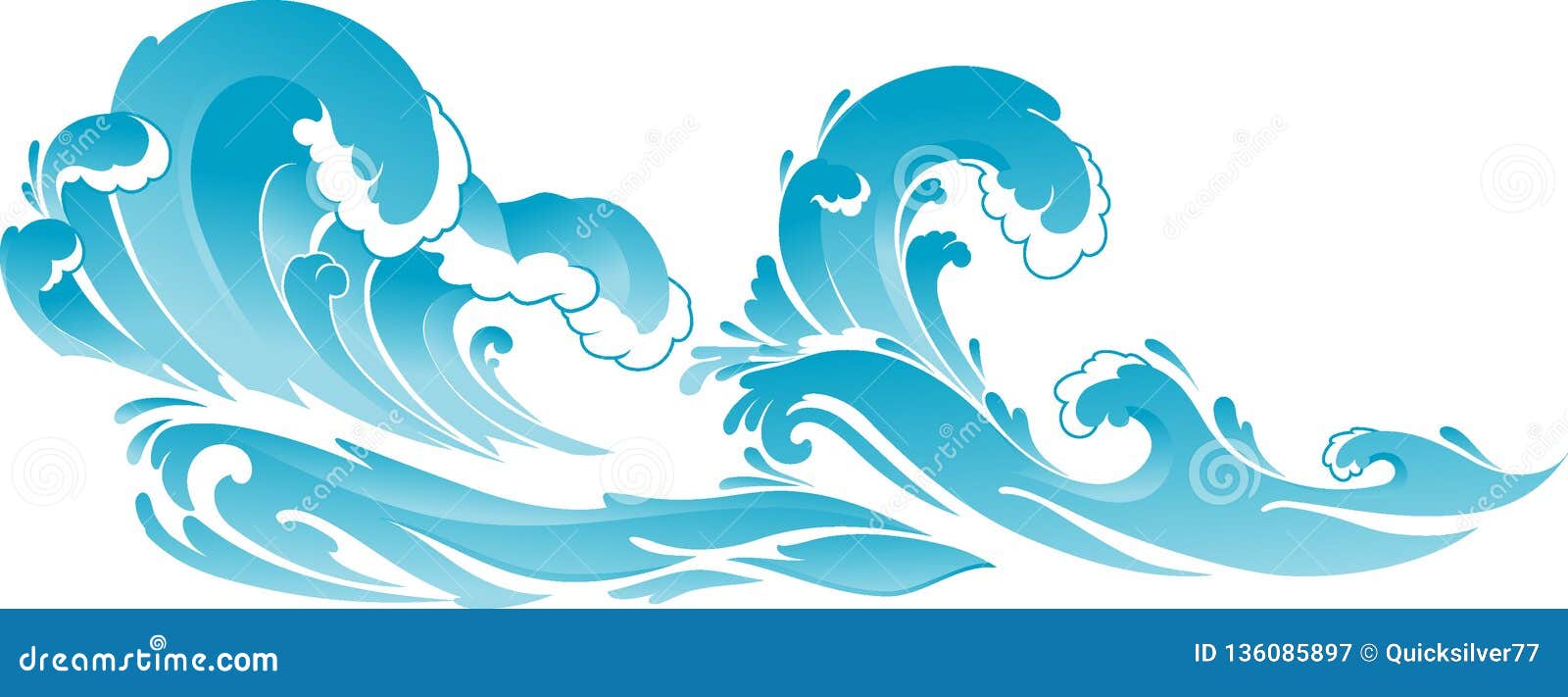 Seascape Wide Version in Side View Stock Illustration - Illustration of ...