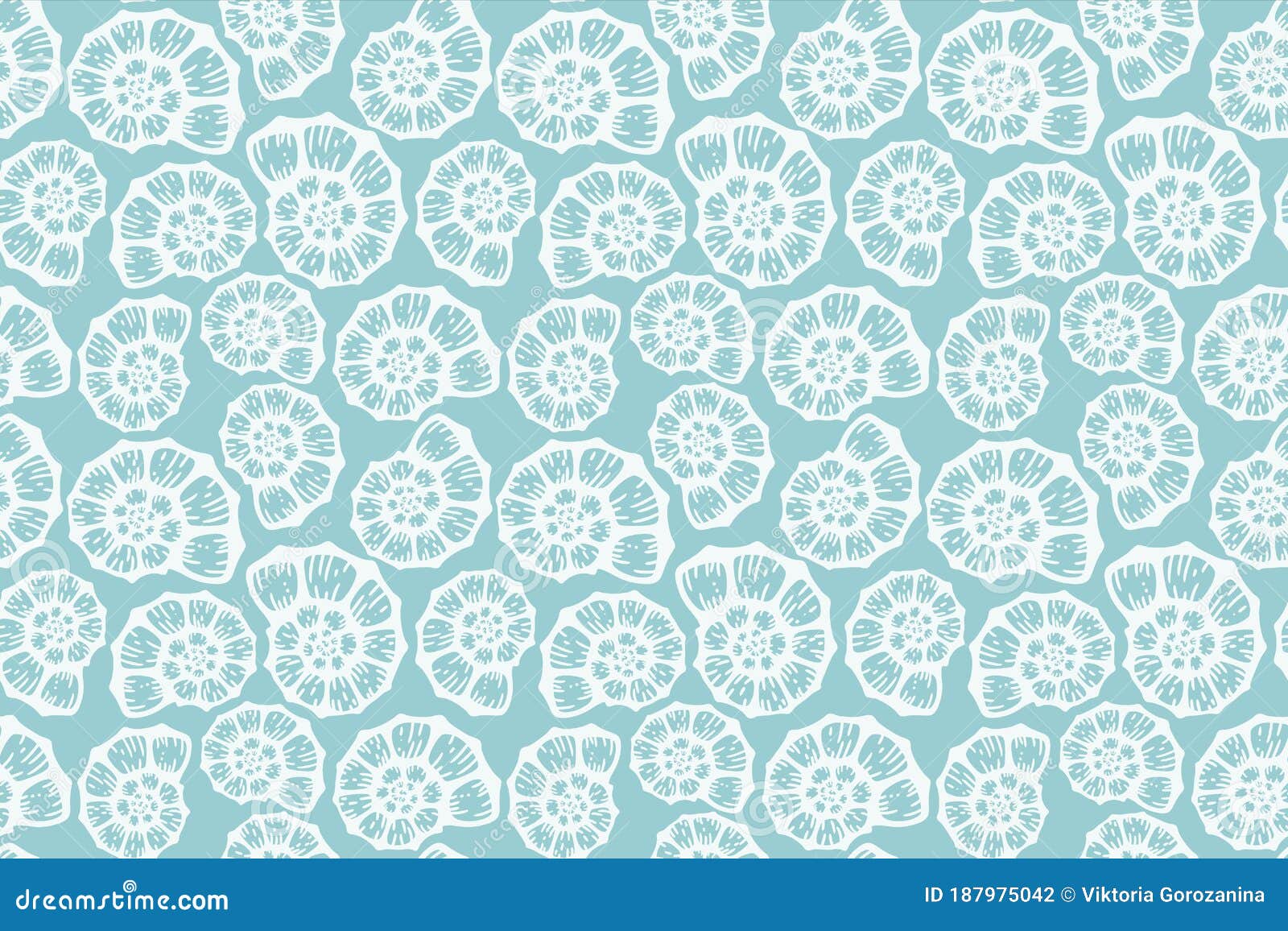 Seashell Beach Summer Blue Pattern. Vector Seamless Background. Simple ...