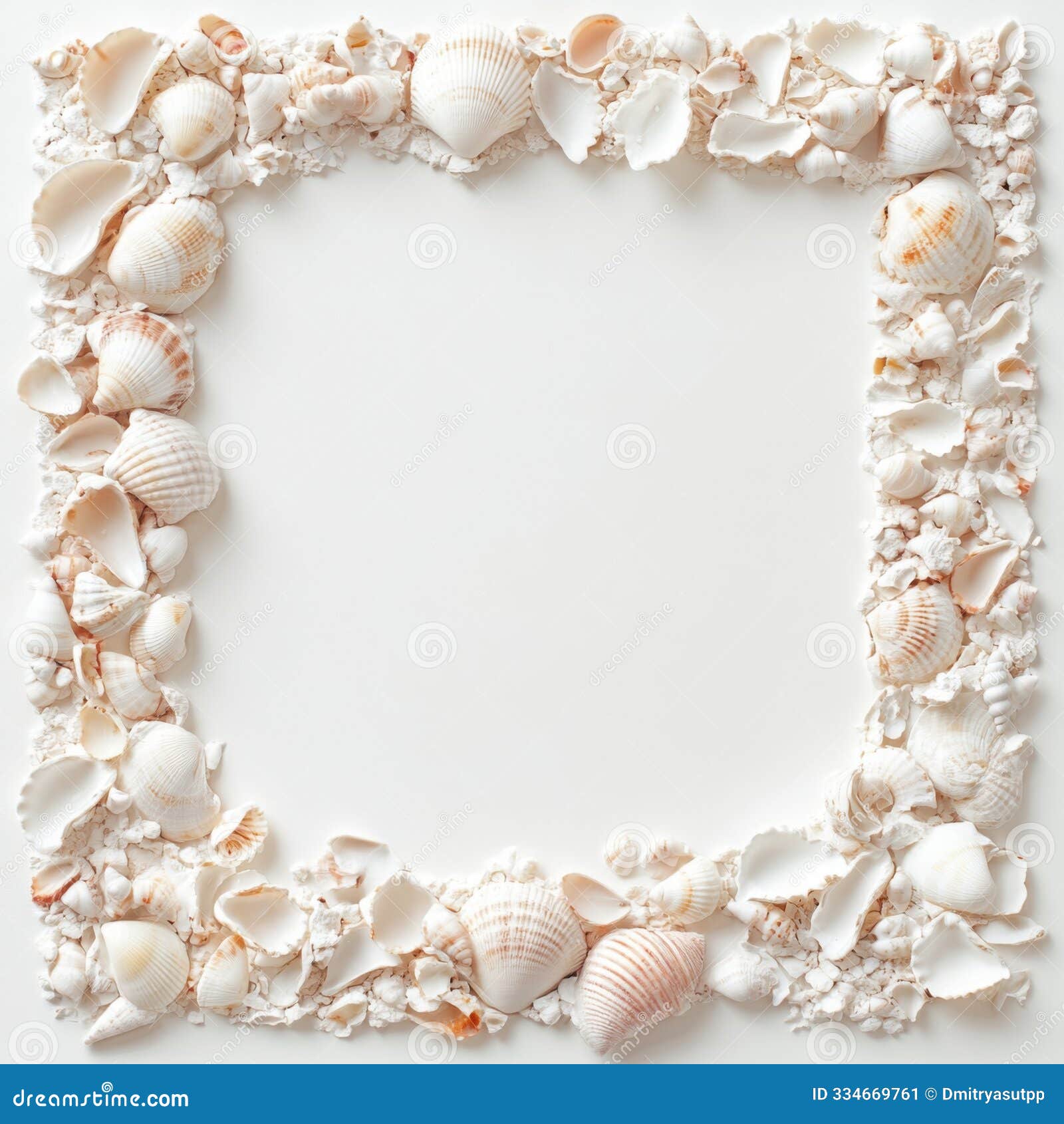 Seashell Border Frame In Blue And Brown Earth Tones Stock Photography ...