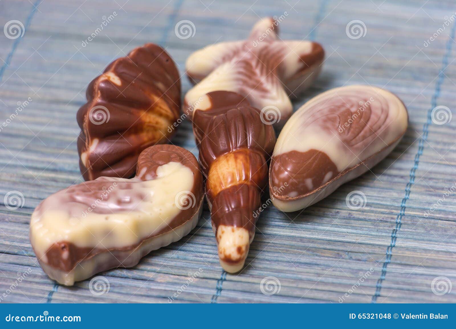 Seashell Chocolates stock photo. Image of assorted, pralines - 65321048