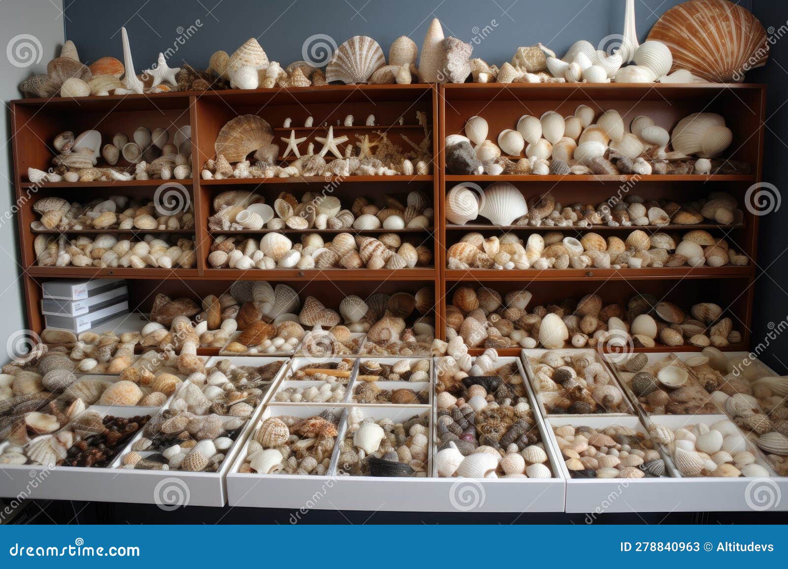 Seashell Collection, with the Shells Sorted and Labeled for Easy ...