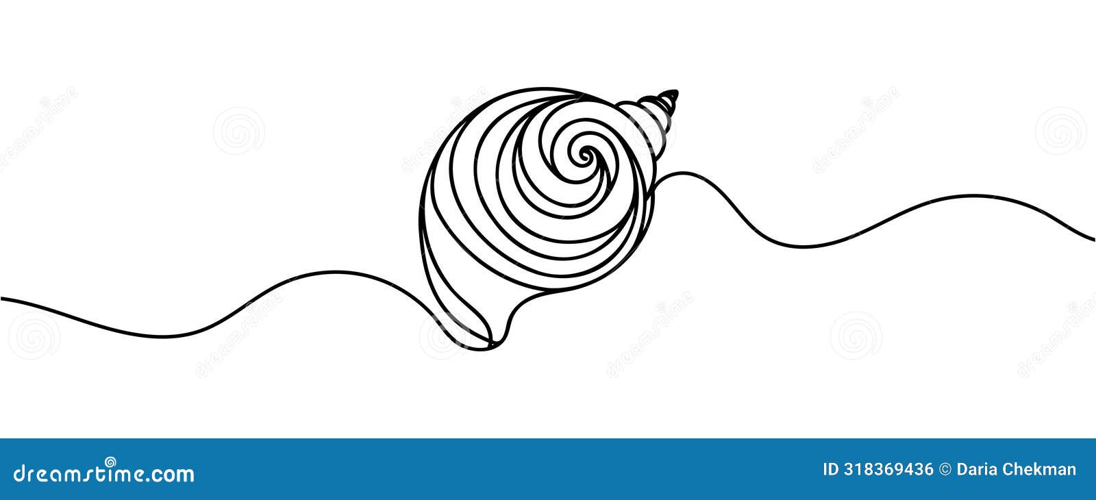 Seashell, Continuous One Line Drawing. Vector Minimalist Linear ...