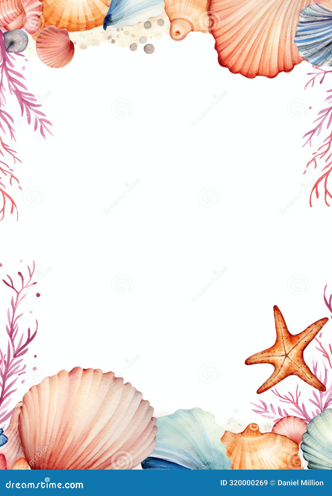 Seashell Frame Border On White Background Royalty-Free Stock Image ...