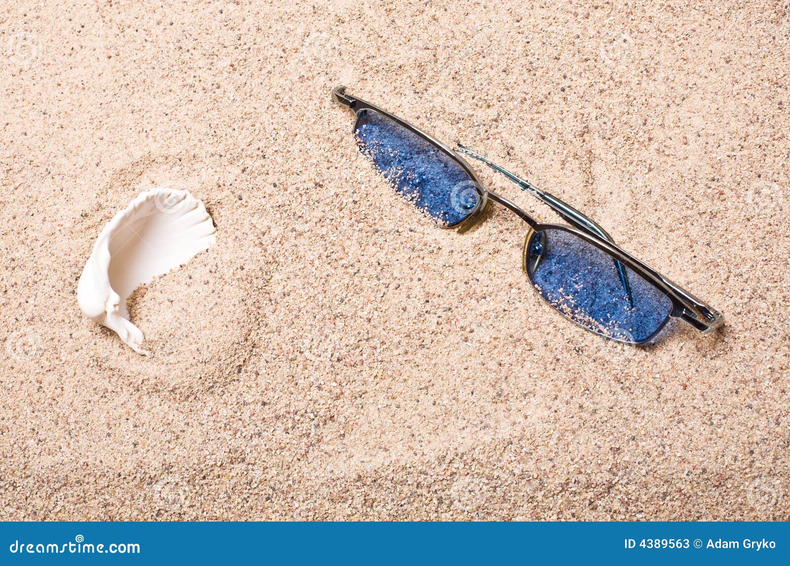 Seashell and glasses stock image. Image of yellow, copyspace - 4389563