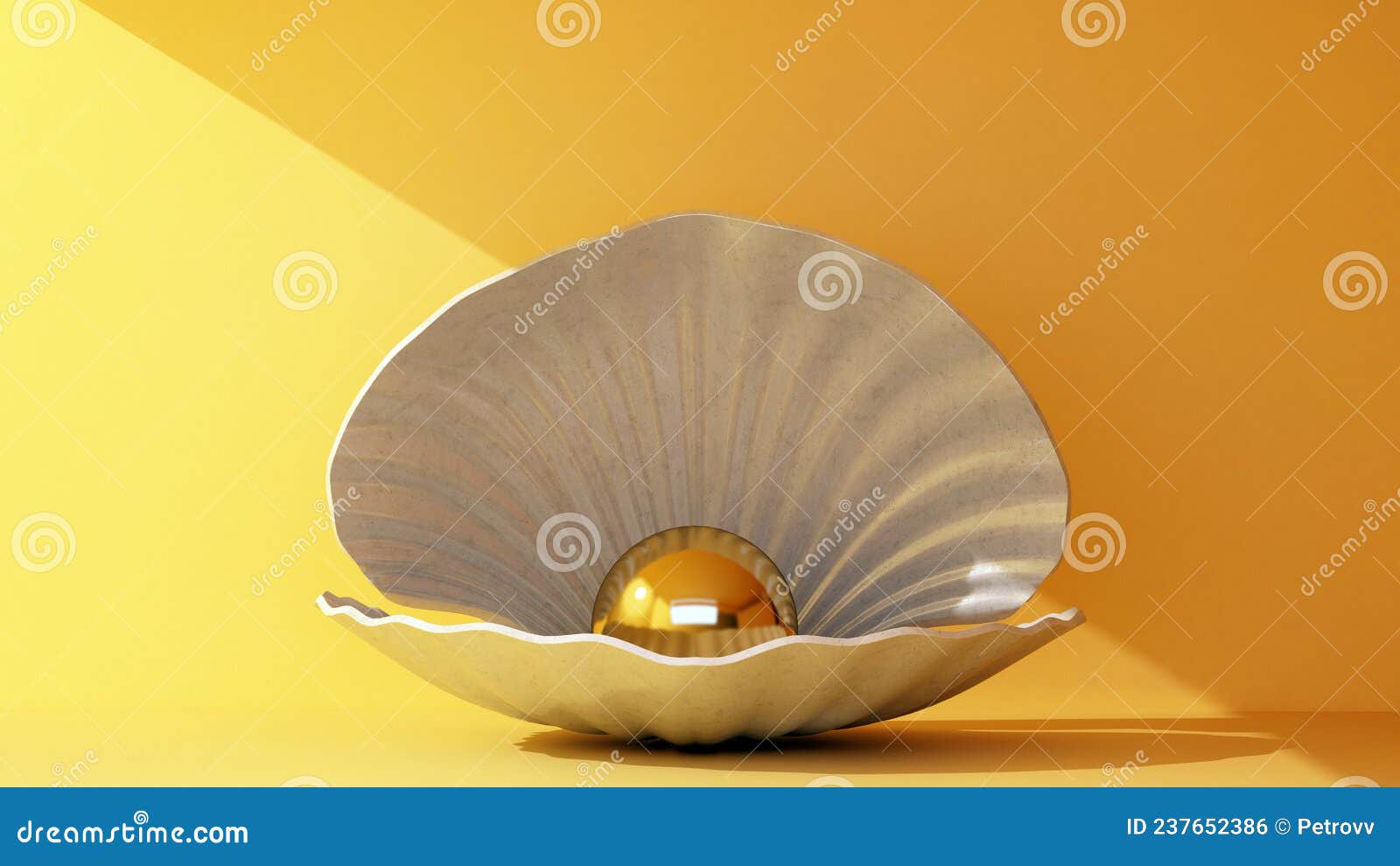 Seashell with golden pearl stock illustration. Illustration of ...