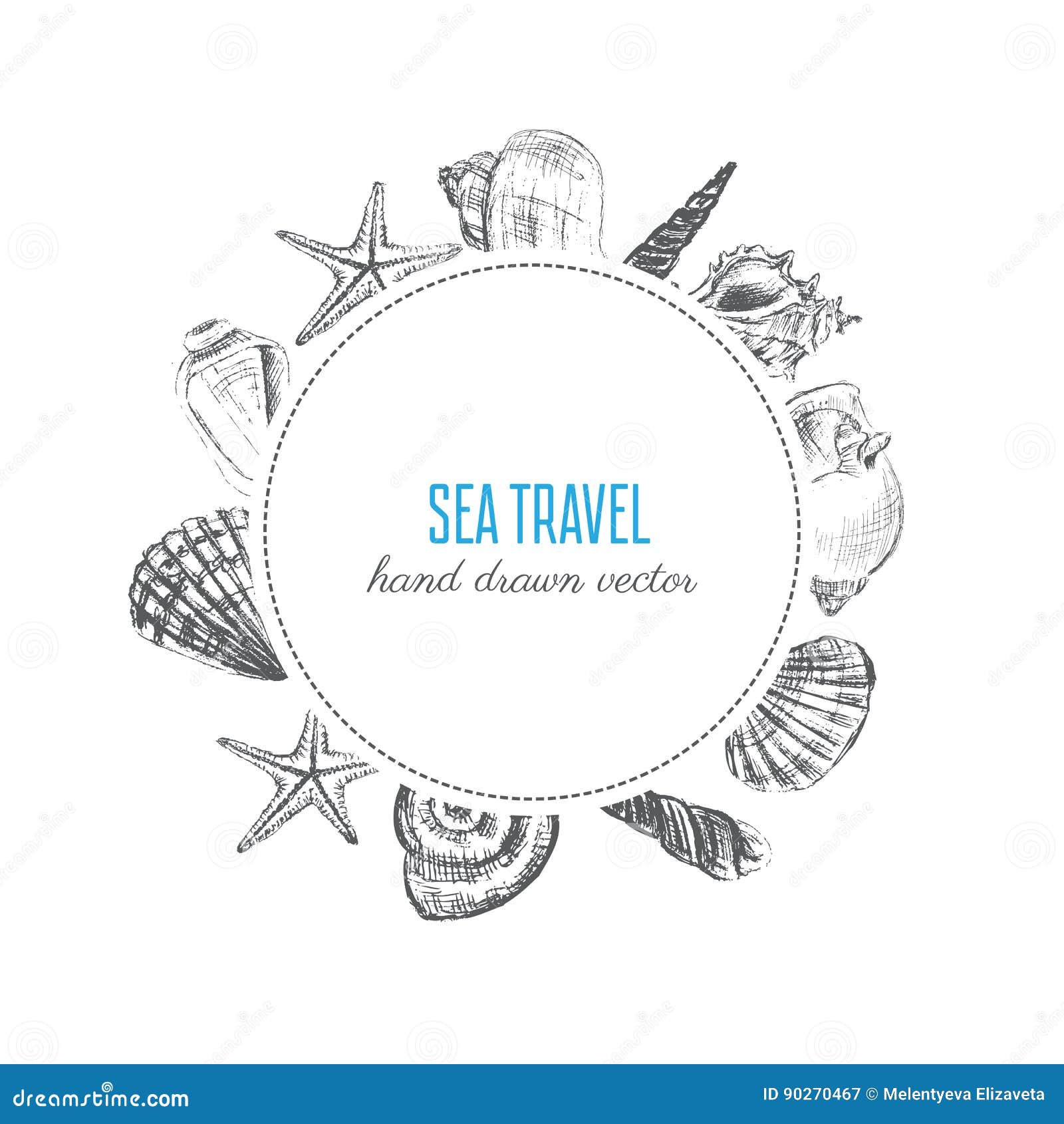 Seashell Hand Drawn Vector Etching Sketch Isolated on White Background ...