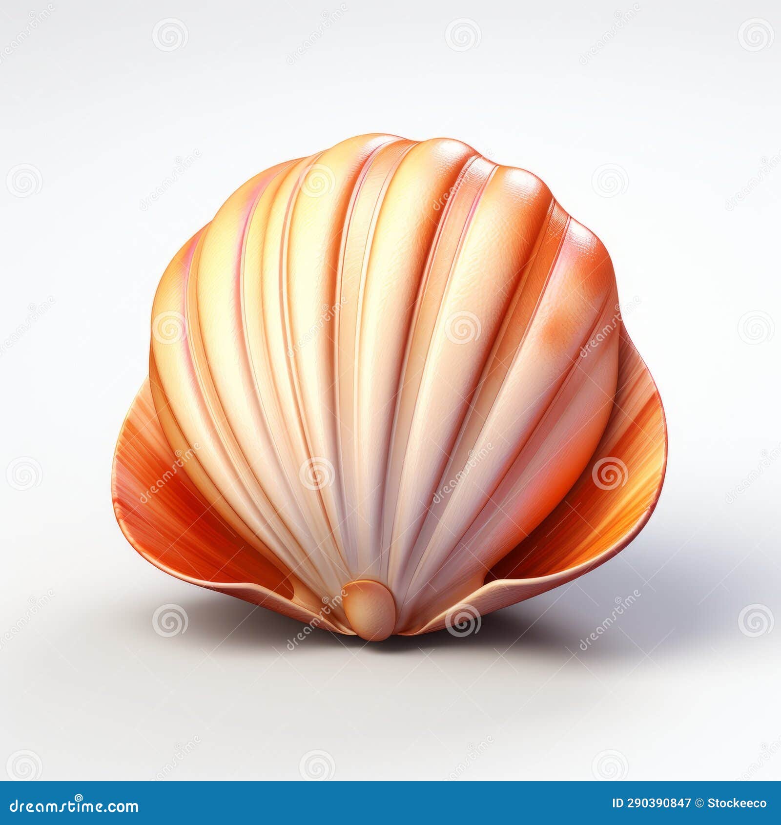 Seashell Icon 3d Model: Light, White, and Orange Stock Illustration ...