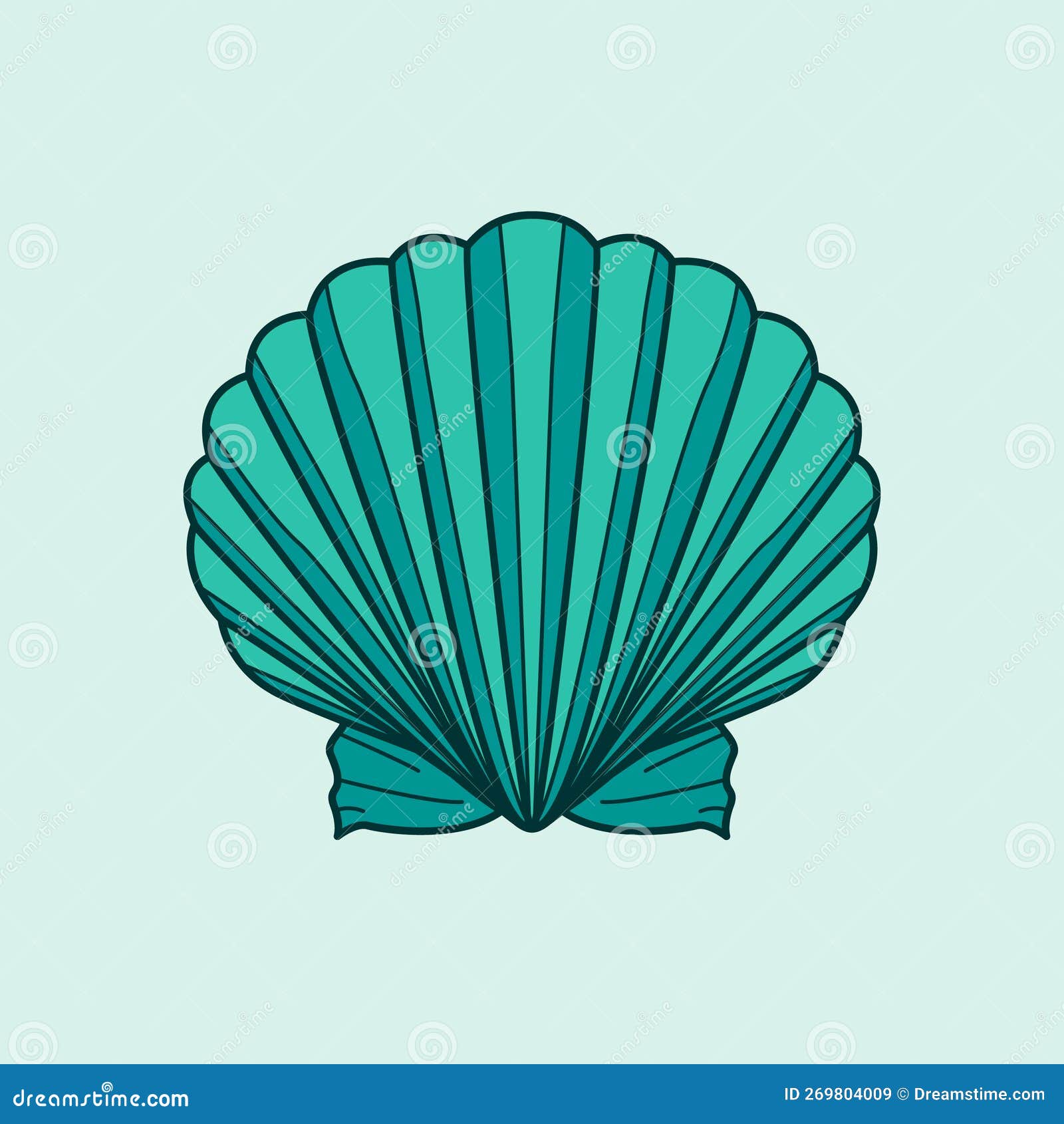 Seashell Illustration. Vector Graphic Design of a Colorful Blue Shell ...