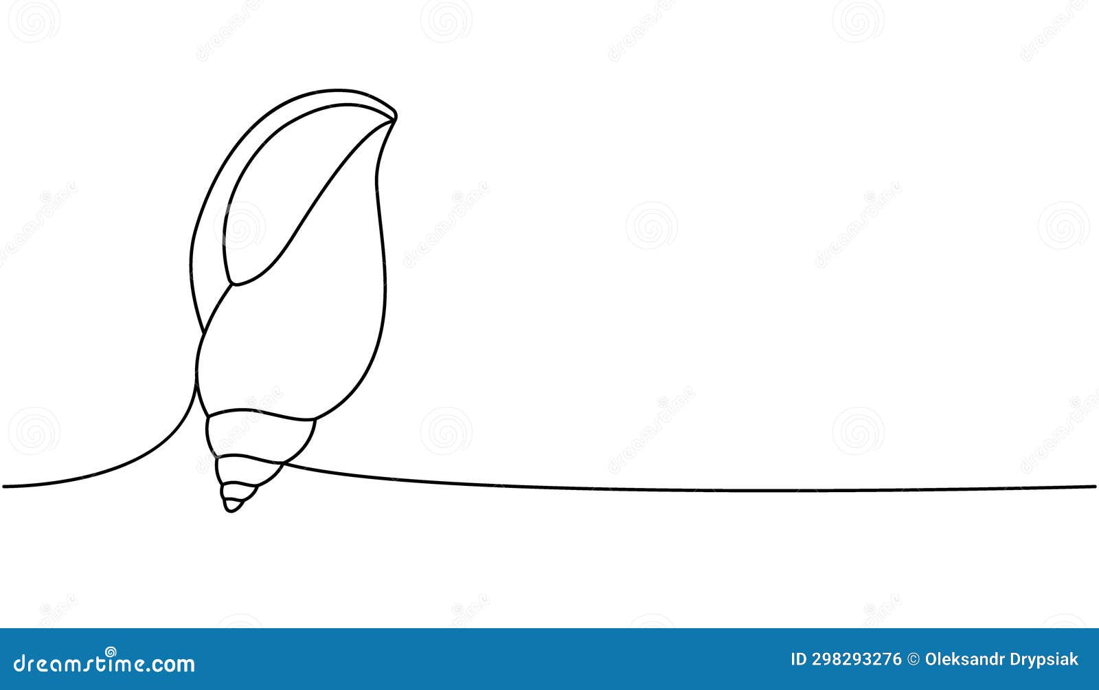 Seashell One Line Continuous Drawing. Tropical Underwater Shell ...