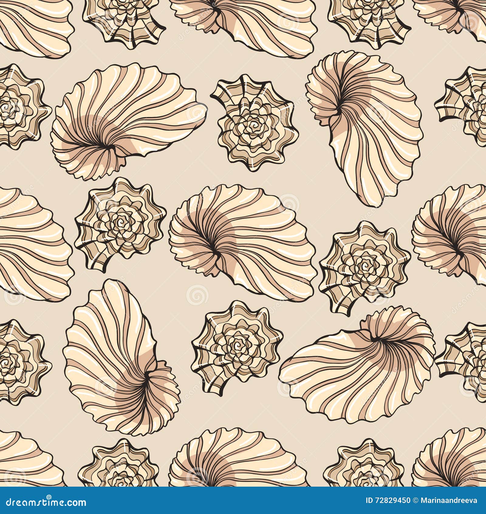 Seashell pattern 14 stock vector. Illustration of snail - 72829450