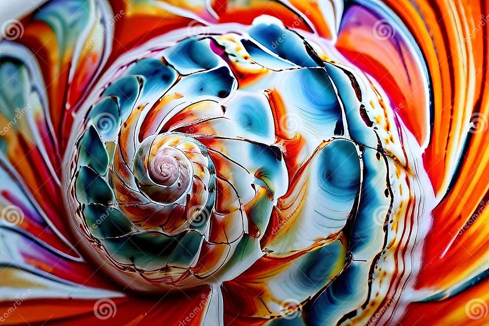 Seashell Patterns a Close Up of a Seashells Surface Painted in V Stock ...