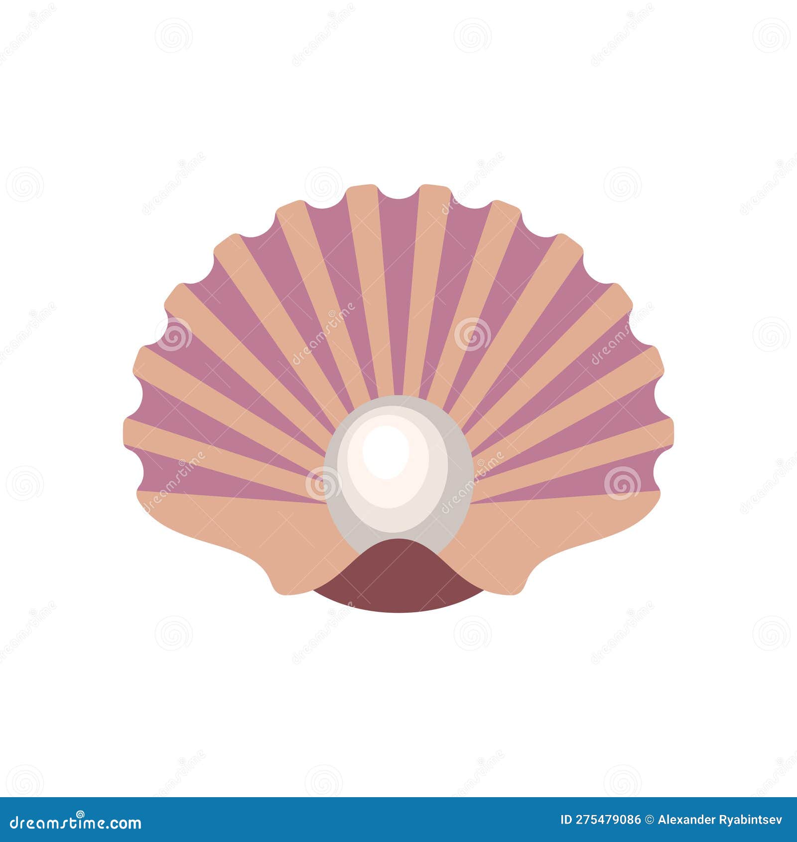Seashell with Pearl. Flat Style Vector Illustration. Stock Vector ...