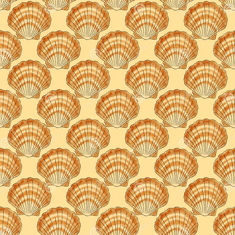 Seashell Repeat Pattern, Cockleshell Seamless Tile for Graphic Design Stock Illustration ...