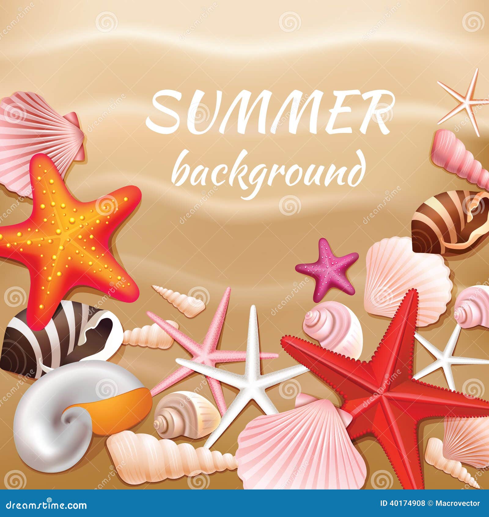 Seashell Sand Summer Background Stock Vector - Illustration of sand ...