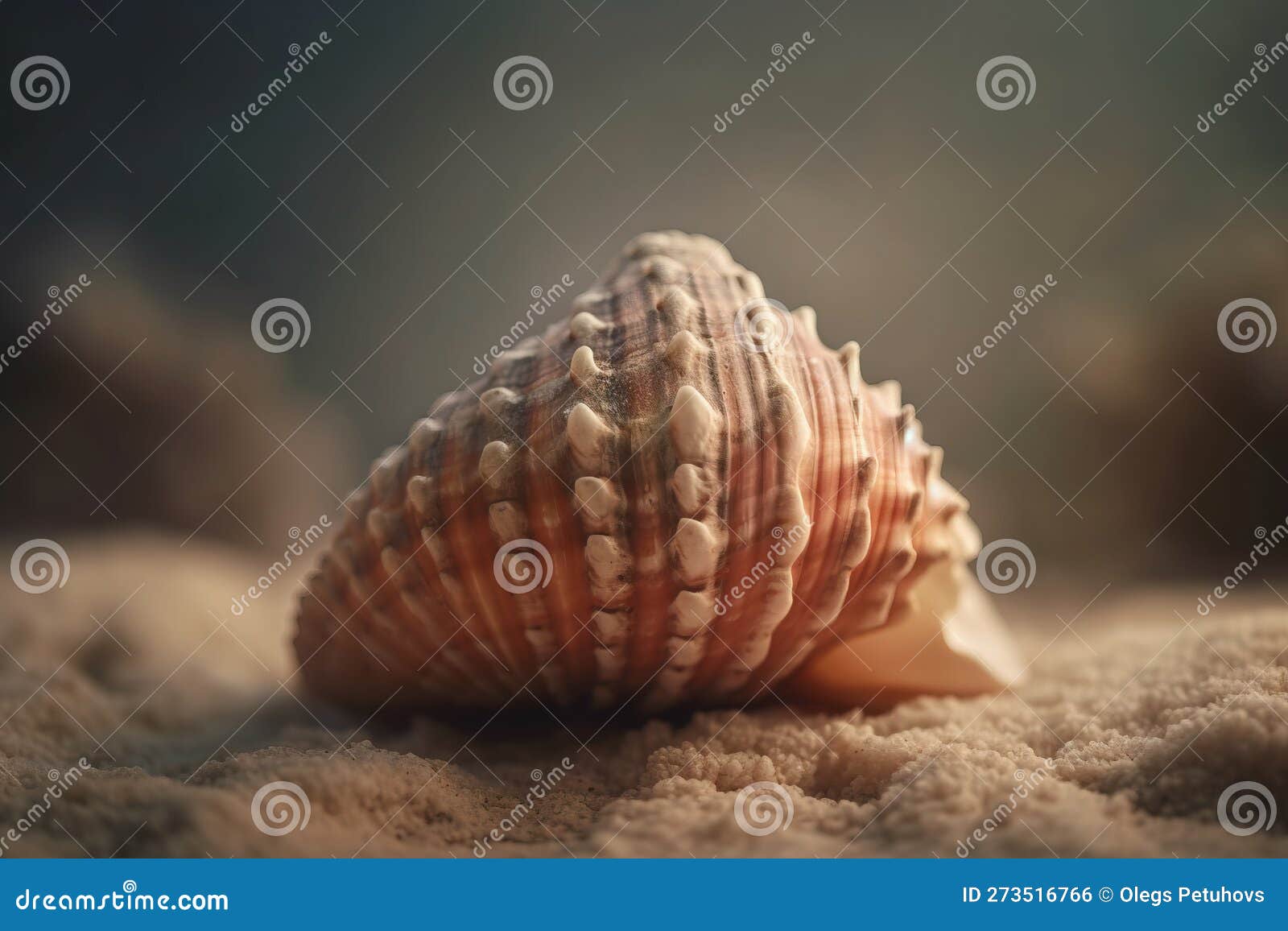 A Seashell on a Sandy Beach with a Blurry Background Stock Illustration ...