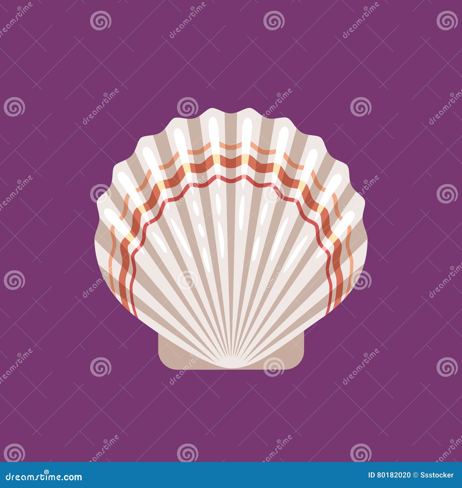 Seashell - Scallop With A Pearl - Vector Illustration Silhouette For ...