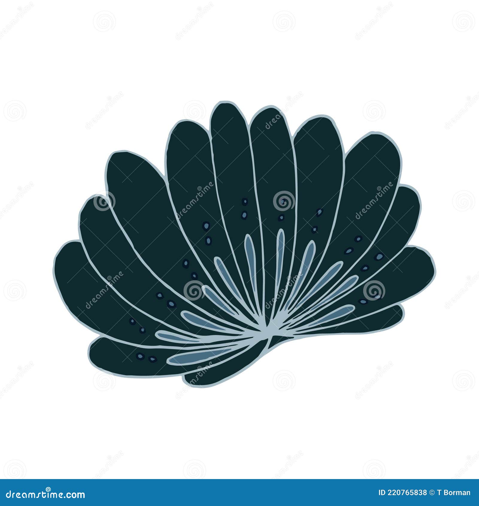 Seashell Sea Vector Isolated Hand Drawing Sketch Blue Stock Vector ...
