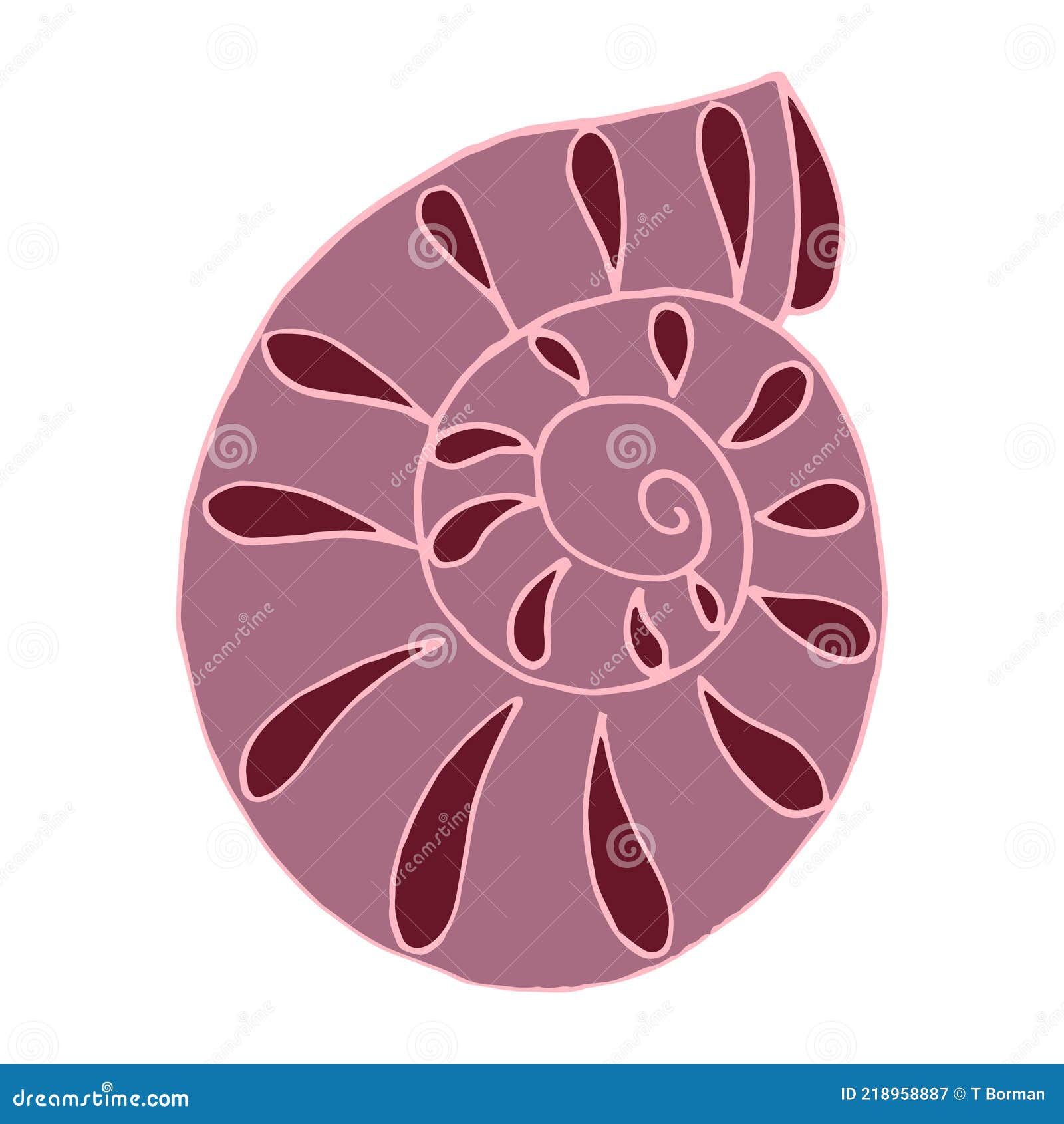 Seashell Sea Vector Isolated Hand Drawing Sketch Pink Stock Vector ...