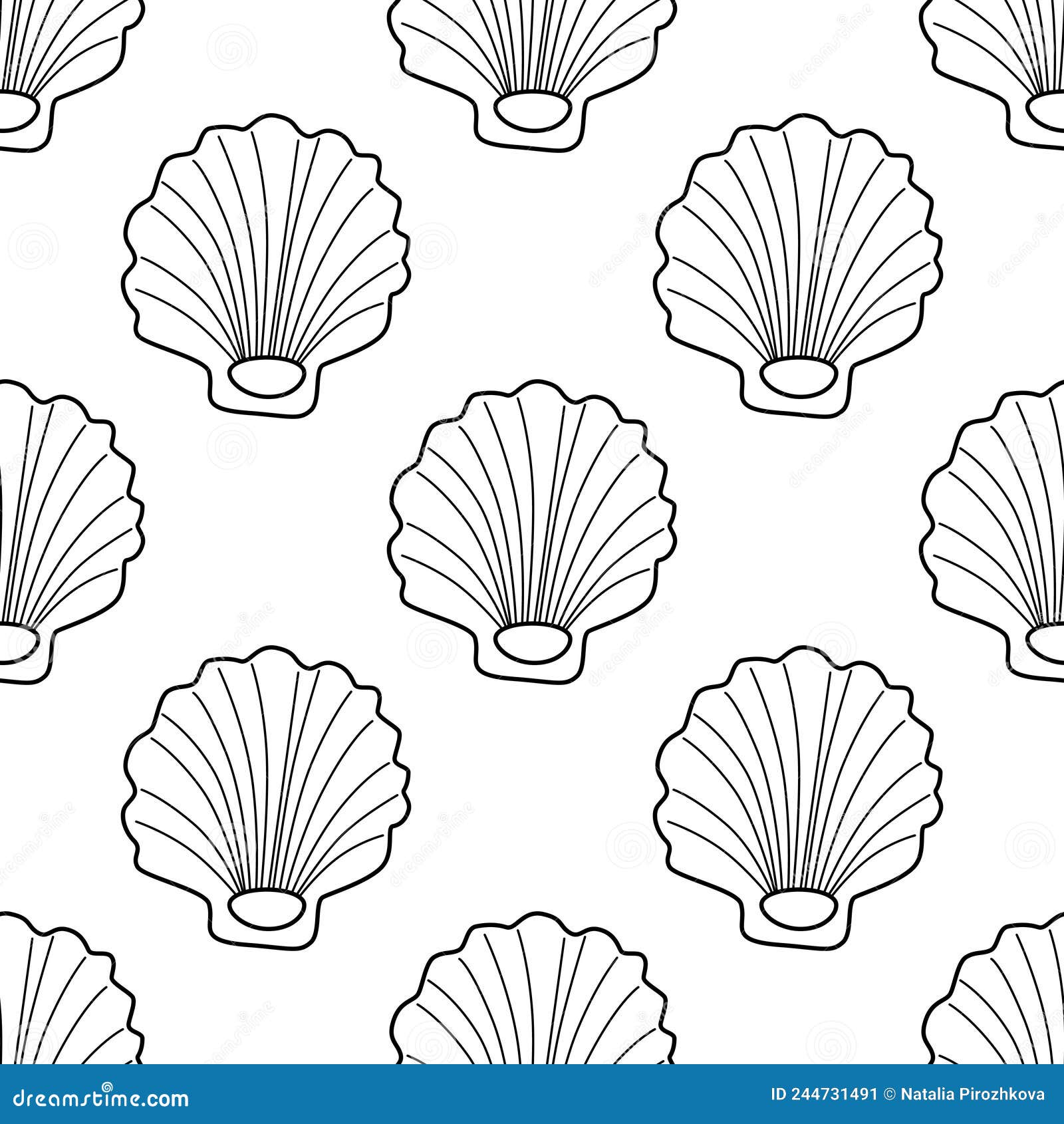 Seashell seamless pattern stock vector. Illustration of shell - 244731491