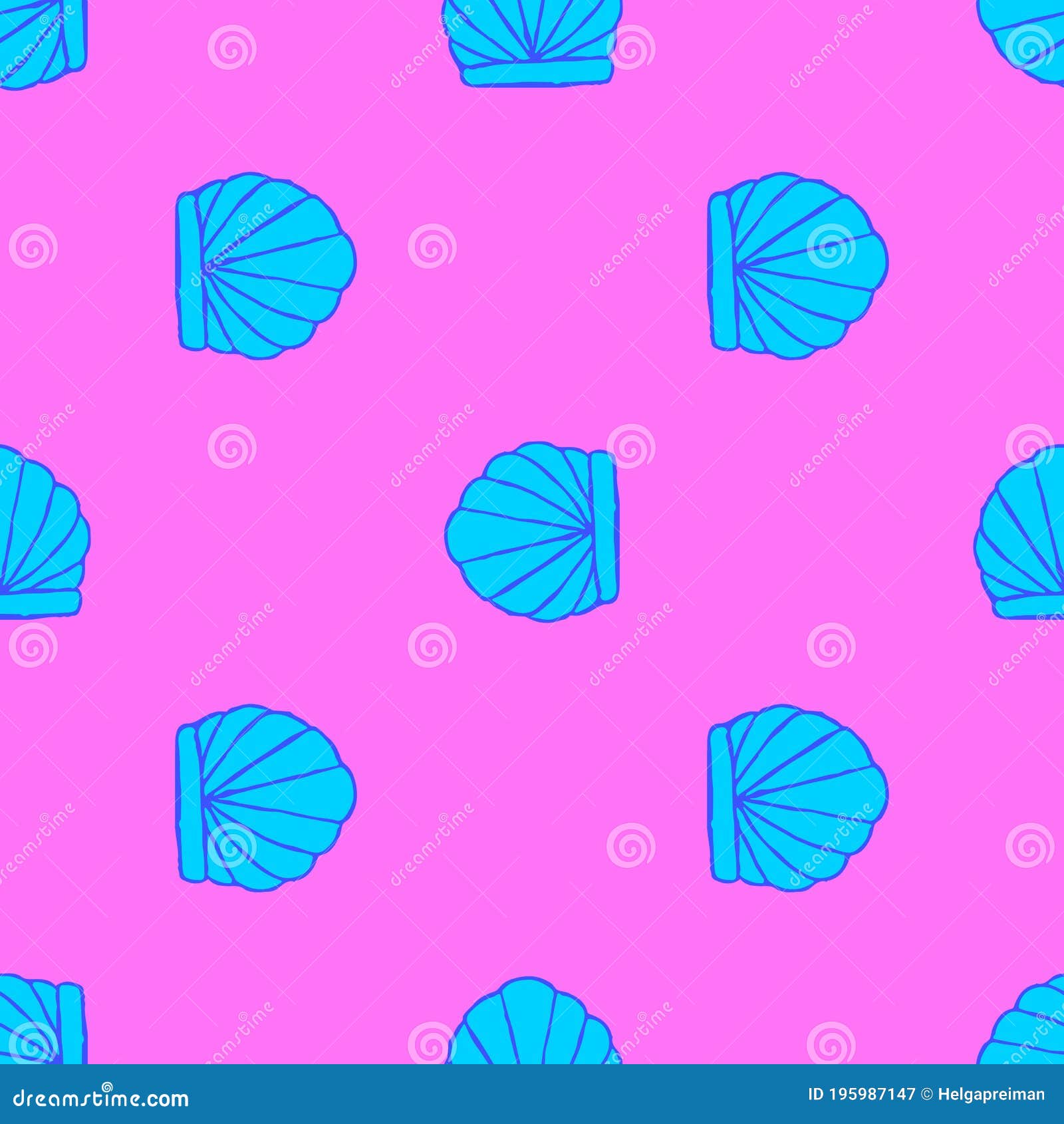 Seashell seamless pattern stock illustration. Illustration of nautilus ...