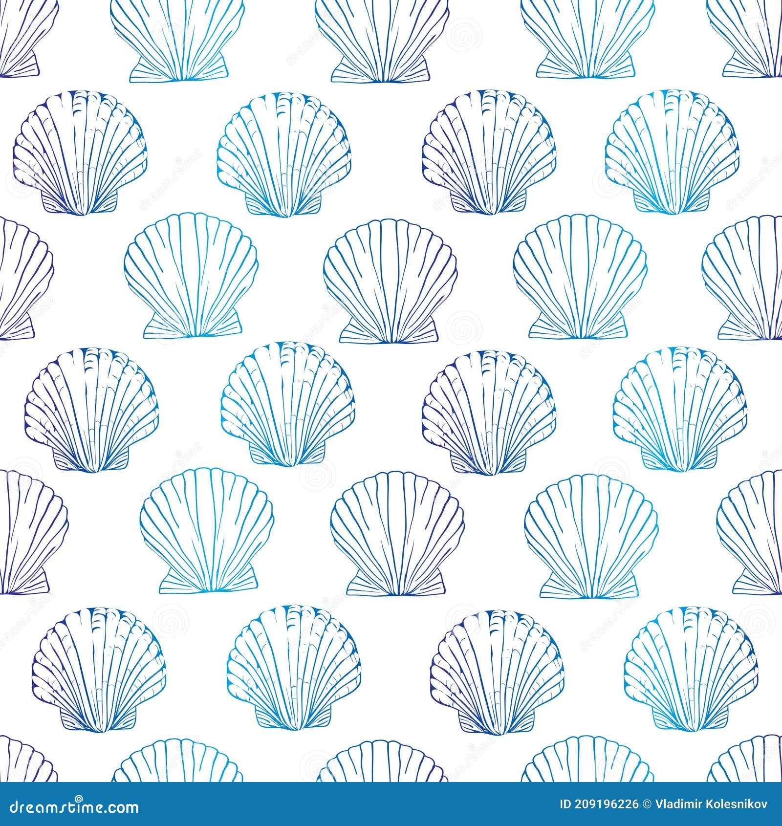 Seashell seamless pattern. stock vector. Illustration of wallpaper ...