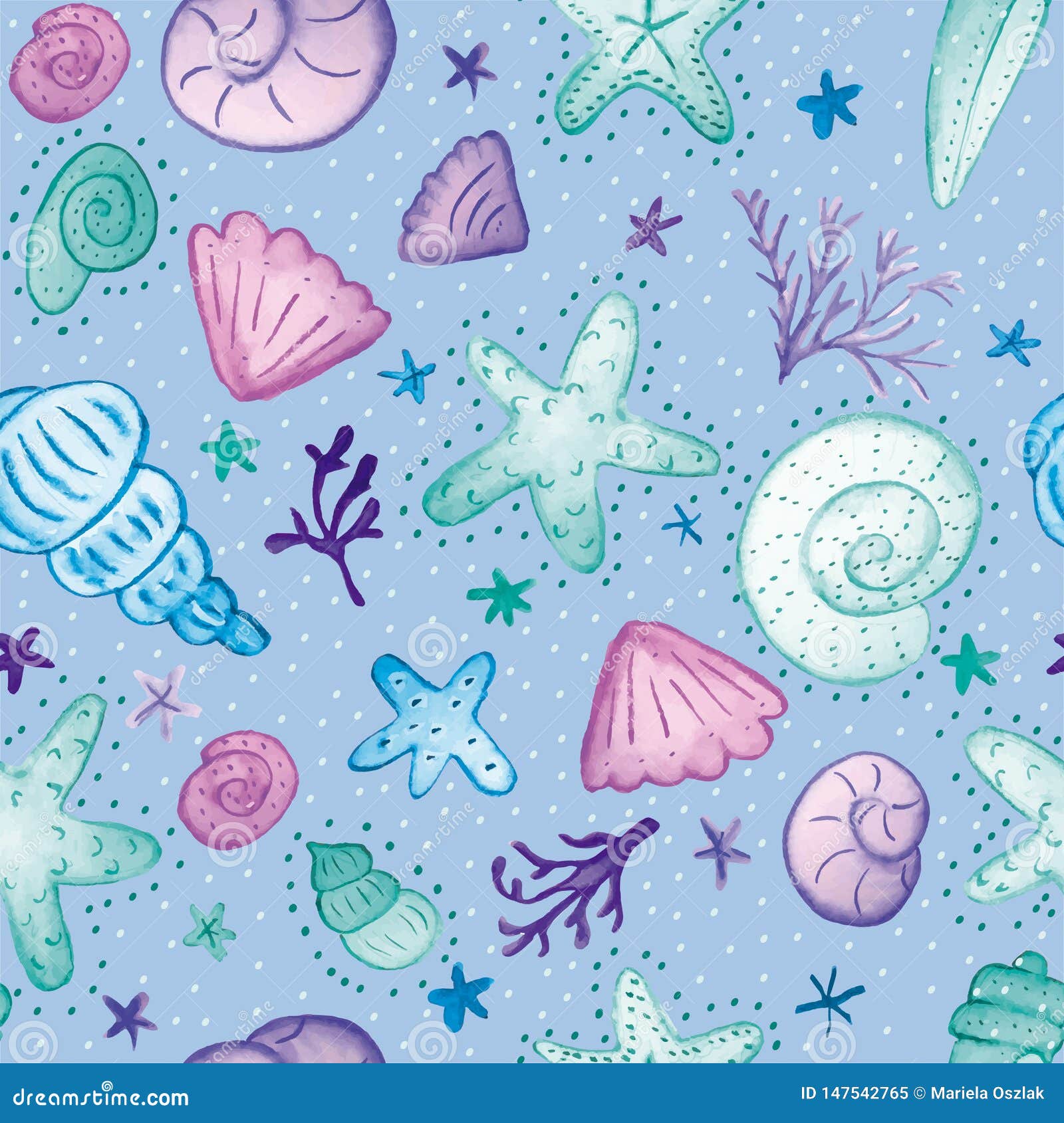 SEASHELL SEAMLESS REPEAT PATTERN TILE Stock Illustration - Illustration ...
