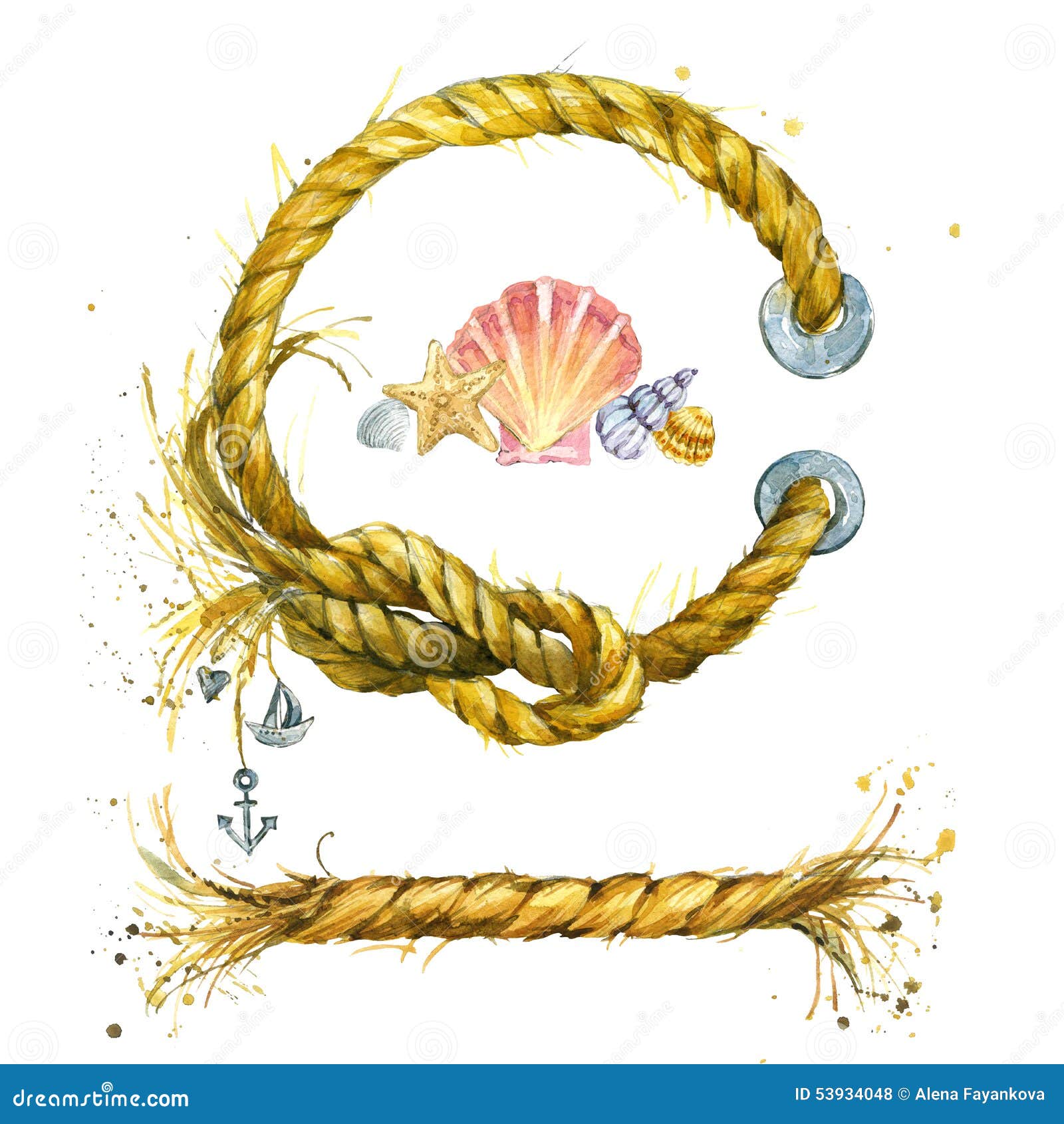 Seashell And Sea Ship Rope Royalty-Free Illustration | CartoonDealer ...