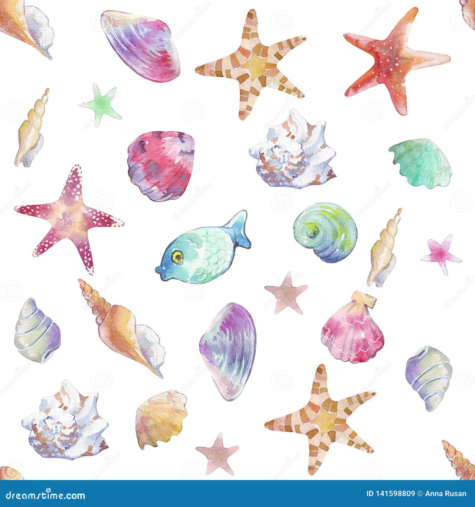 Seashell and starfish stock illustration. Illustration of decoration ...