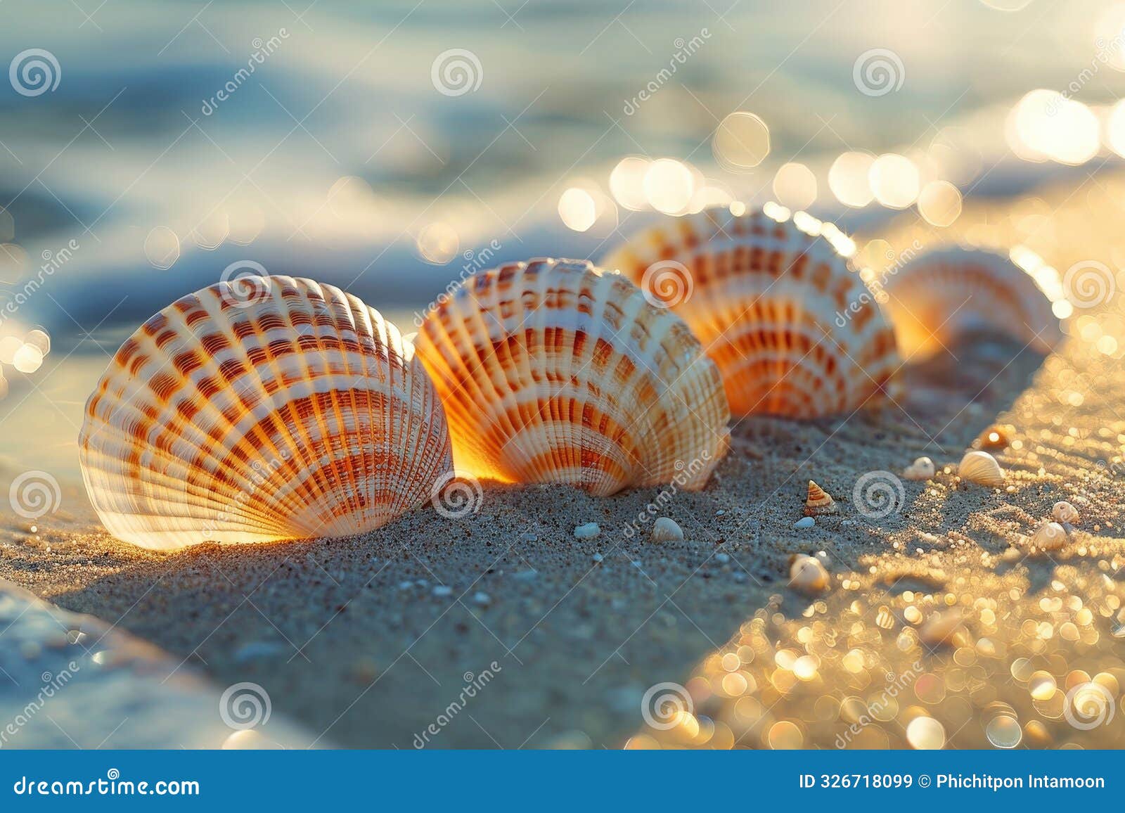 Seashell on the Summer Beach in Sea Water. Stock Image - Image of coast ...