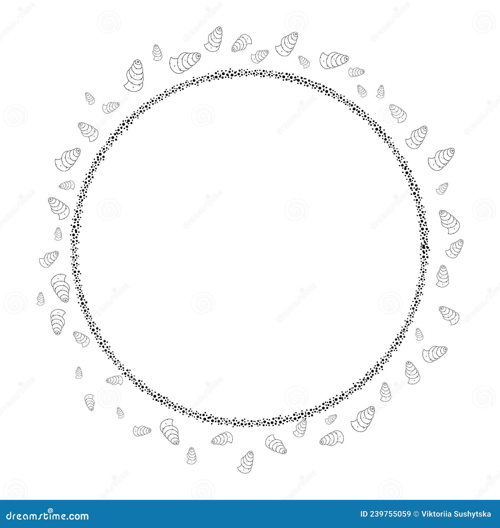 Seashell Vector Frame for Text. Round Frame for Text with Shells and ...