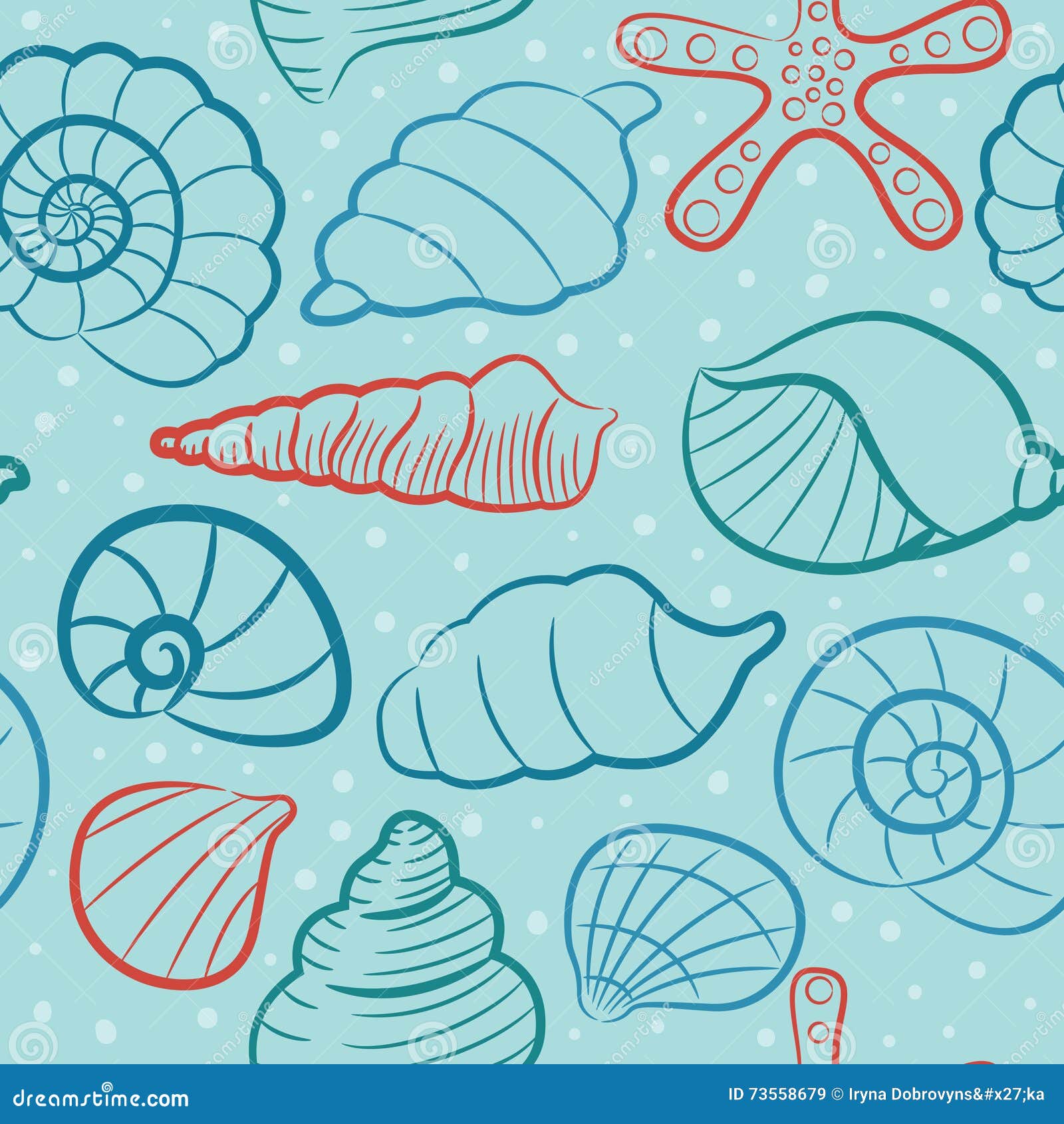 Seashell Vector Seamless Pattern Stock Vector - Illustration of scallop ...