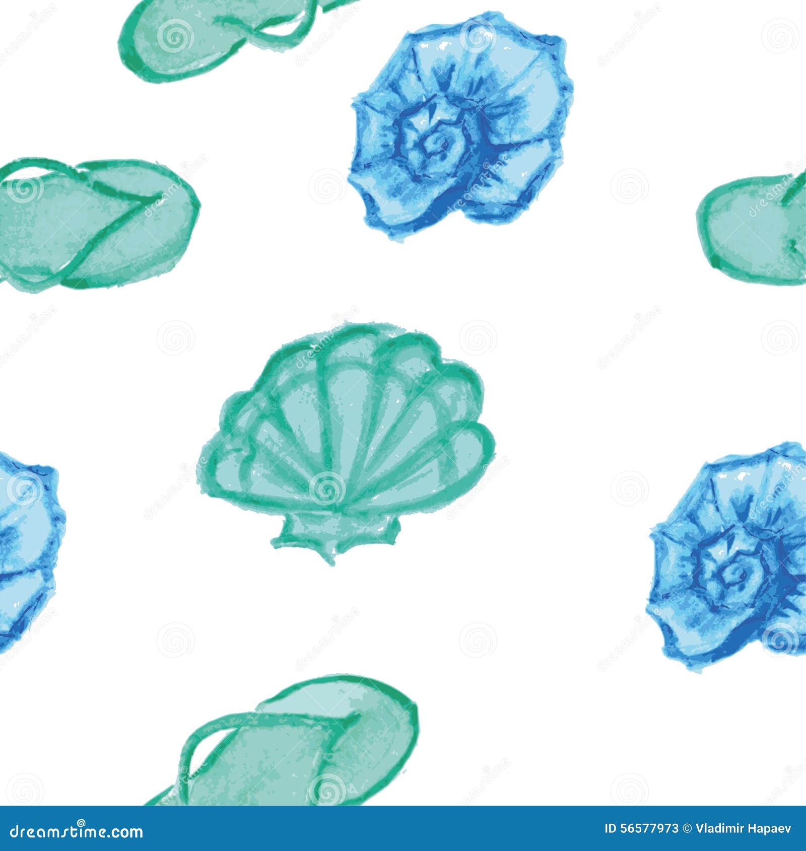 Seashell Watercolor Drawing Vector. Summer Stock Vector - Illustration ...