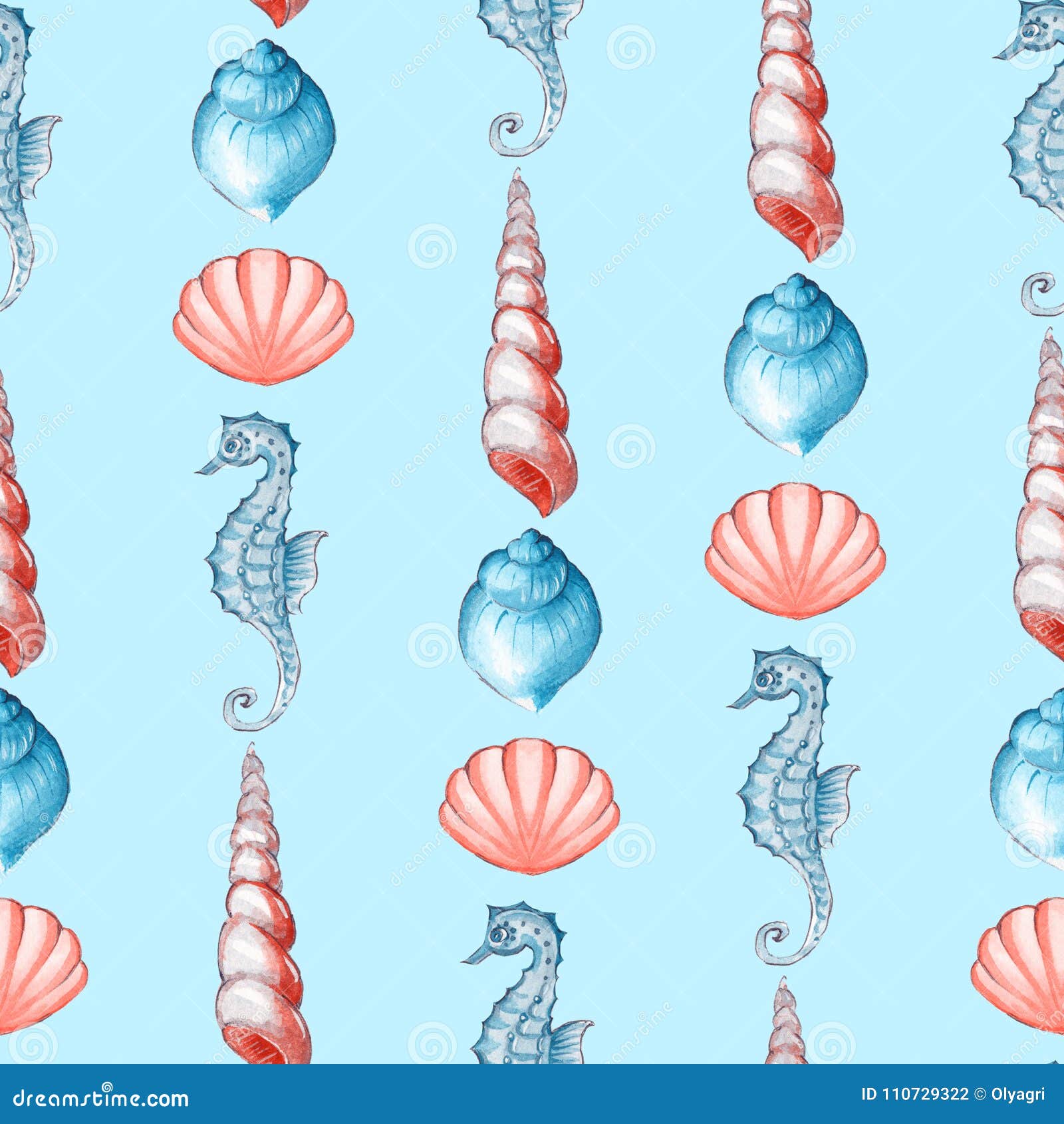 Seashells Background 5. Seamless Pattern Stock Illustration ...