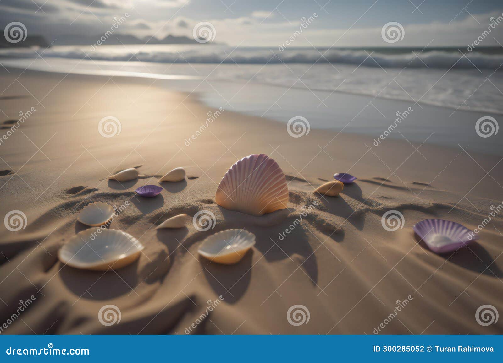 Seashells on the Beach at Sunset. Soft Focus Stock Photo - Image of ...