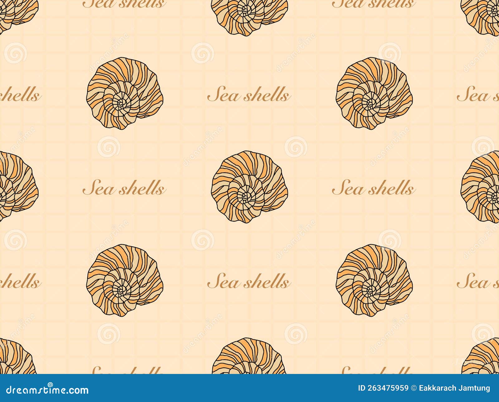 SeaShells Seamless Pattern on Orange Background Stock Illustration ...