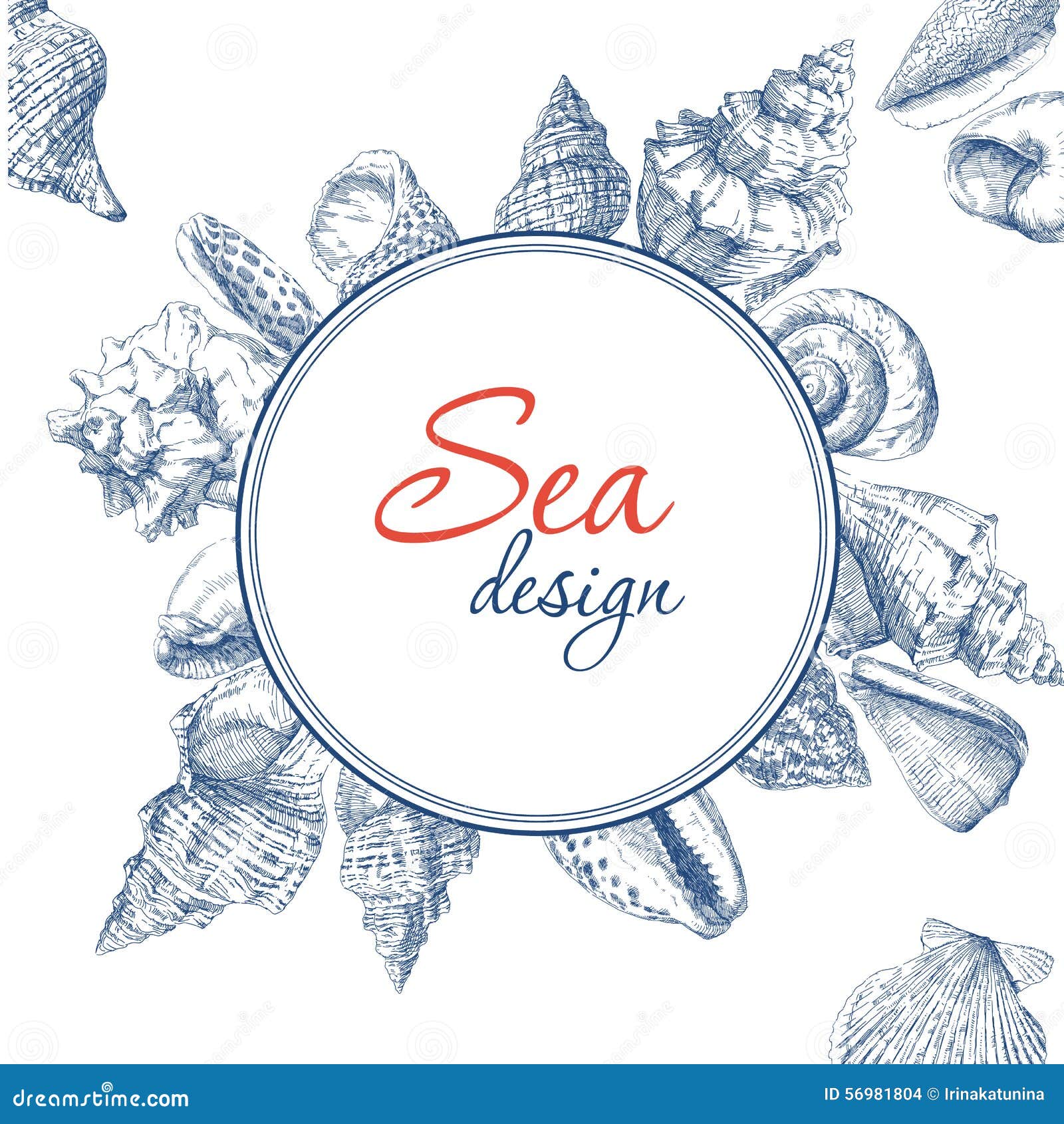 Drawing Of Two Seashells By The Sea Stock Image | CartoonDealer.com ...