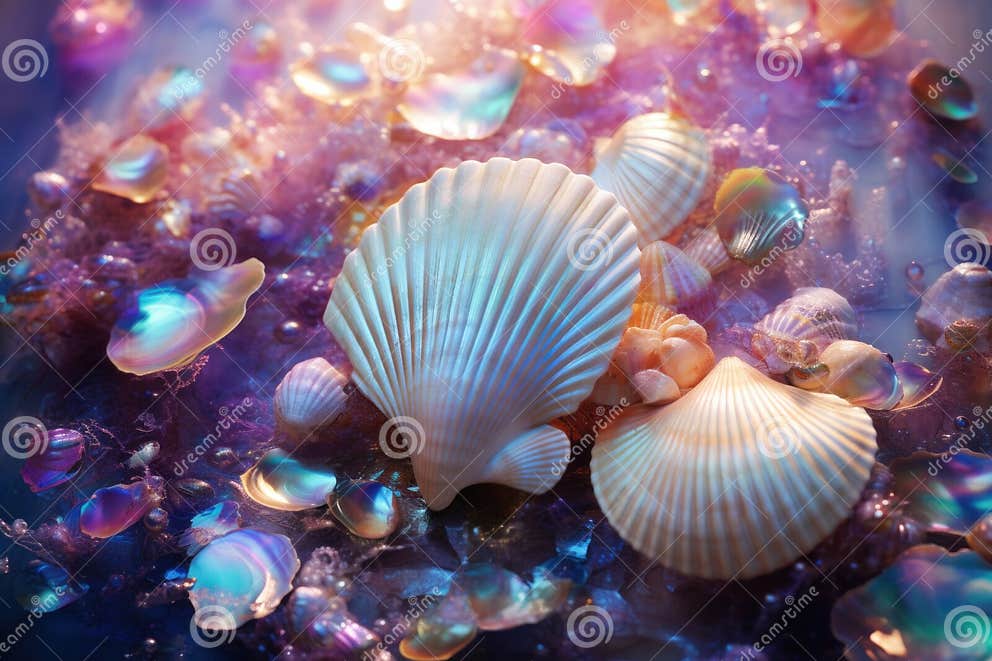 Seashells Macro Background. Sshells Have Different Shapes, Colors and ...