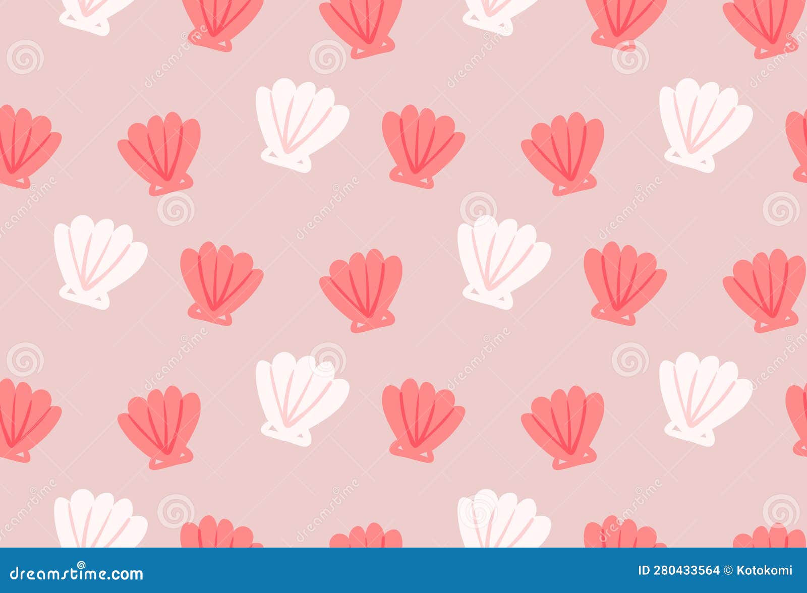 Seashells Pattern, Simple Cute Pink Shells. Summer Vector Background ...