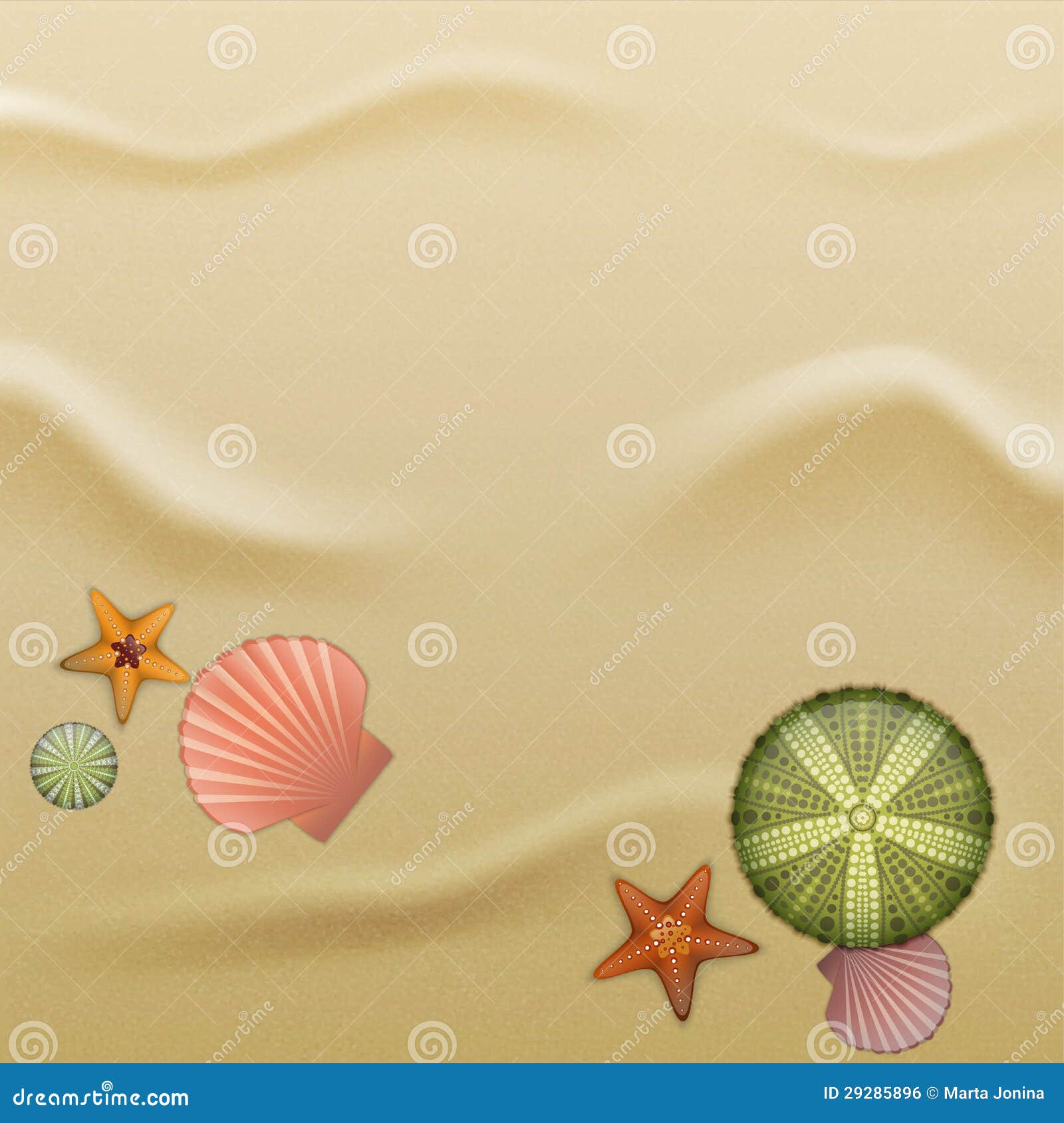 Seashells on Sand, Background Stock Vector - Illustration of life ...