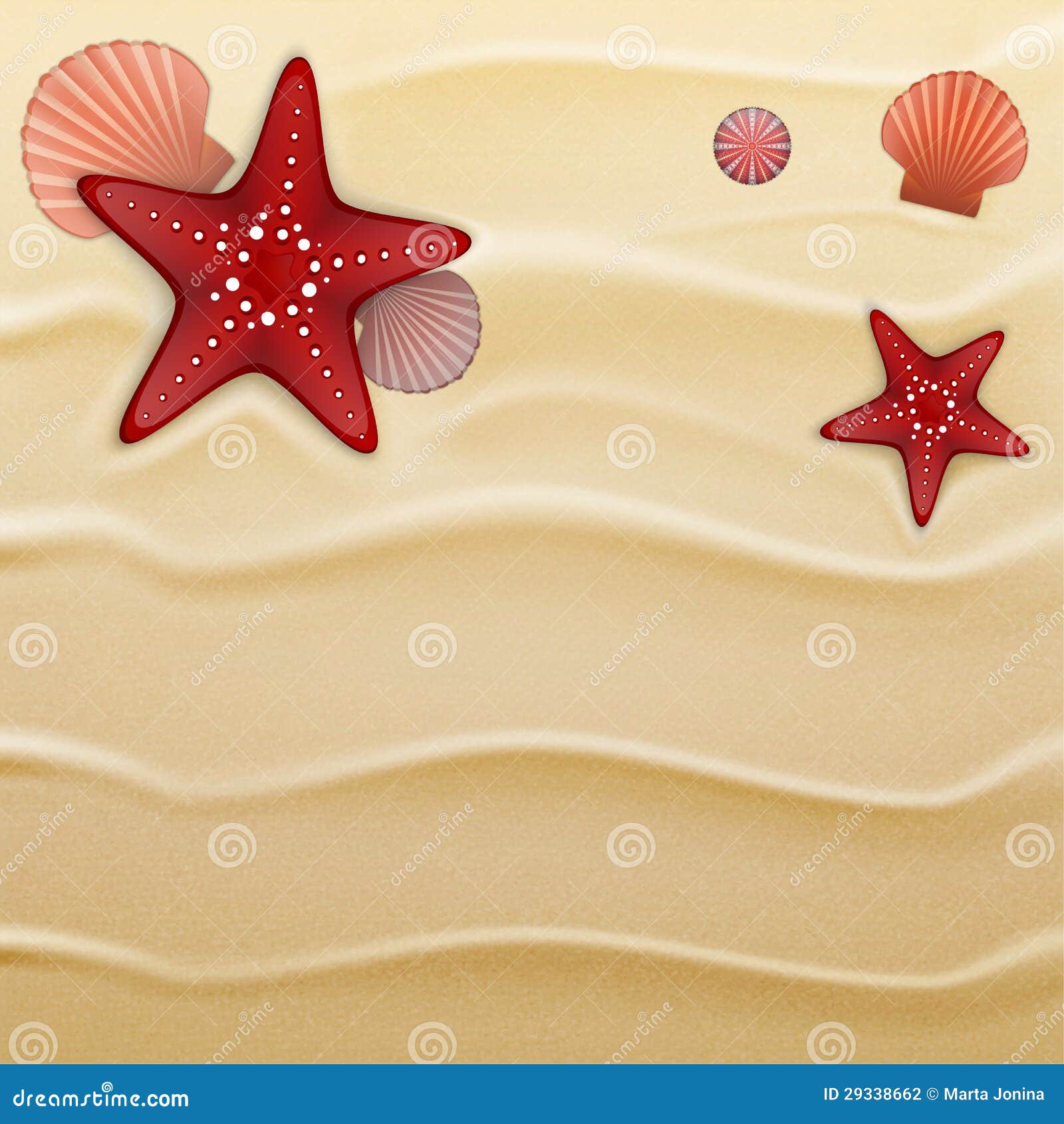 Seashells on Sand, Background Stock Vector - Illustration of beach ...