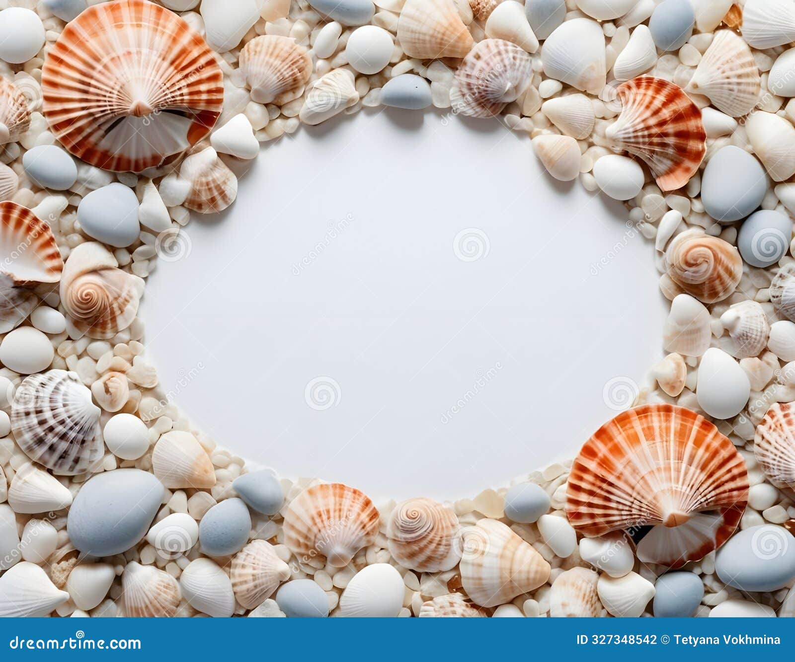 Seashells and Sand Frame on a White Background Stock Illustration ...