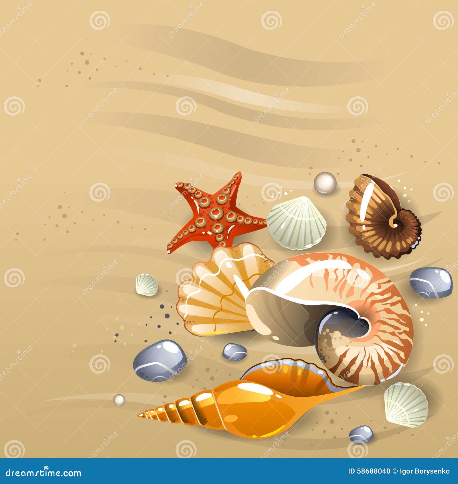 With Trumpet Starfish Isolated With In The Cartoons Vector Illustration ...
