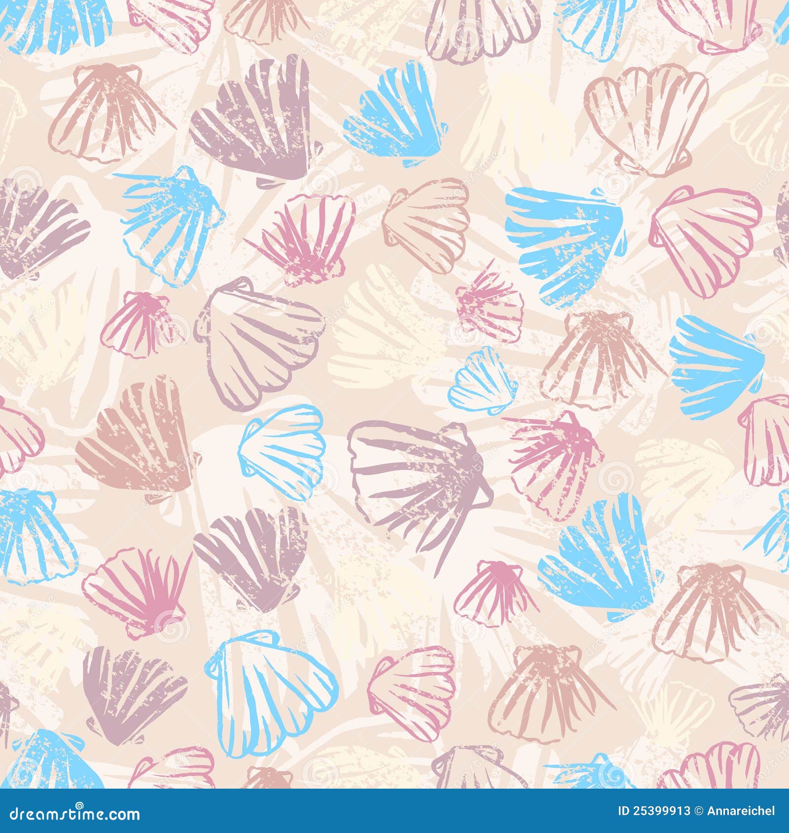 Seashells seamless pattern stock vector. Illustration of grunge - 25399913