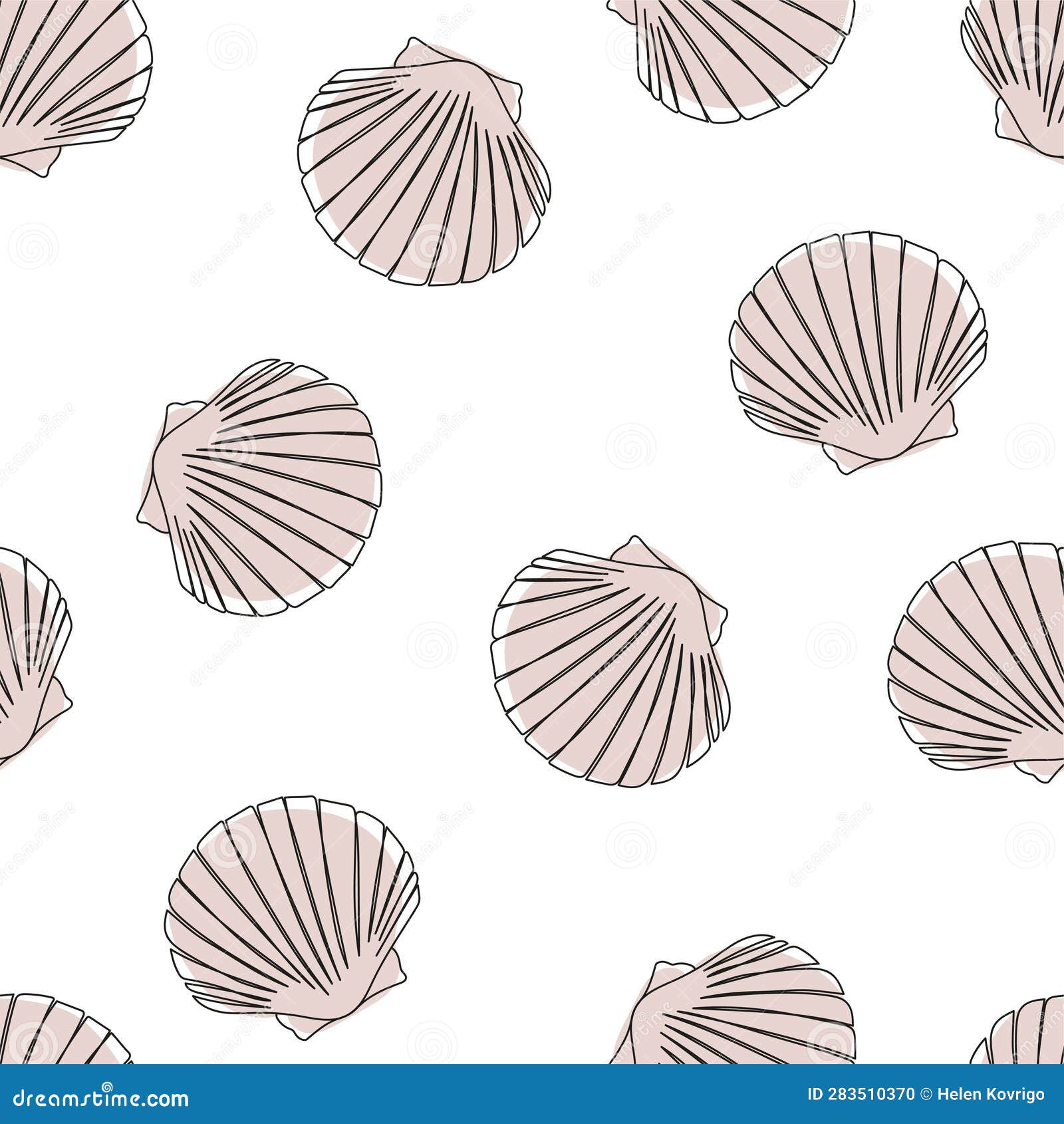 Seashells Seamless Pattern. Hand Drawn Marine Illustrations of ...