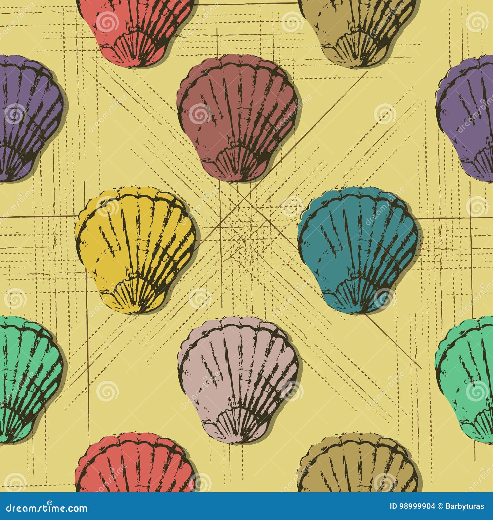 Seashells seamless pattern stock illustration. Illustration of coast ...