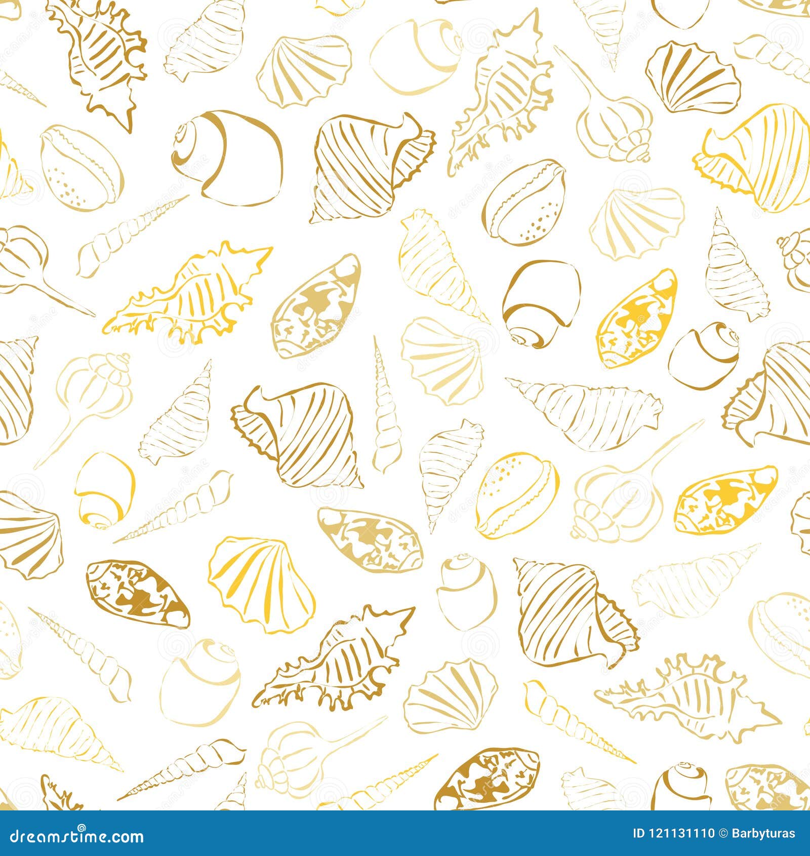 Seashells Seamless Pattern. Simple Drawing Seachells Stock Vector ...