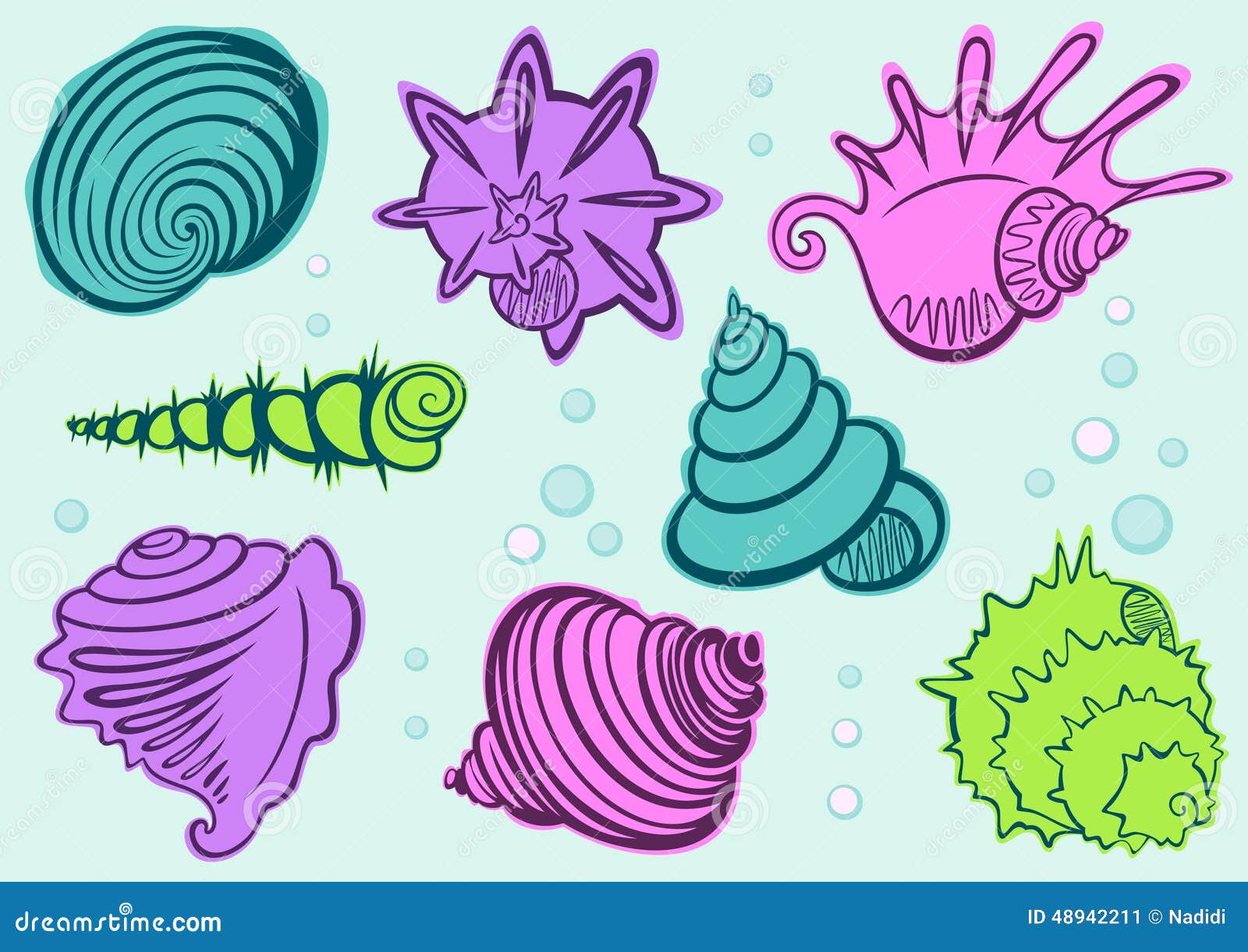 Seashells stock vector. Illustration of blot, line, cartoon - 48942211